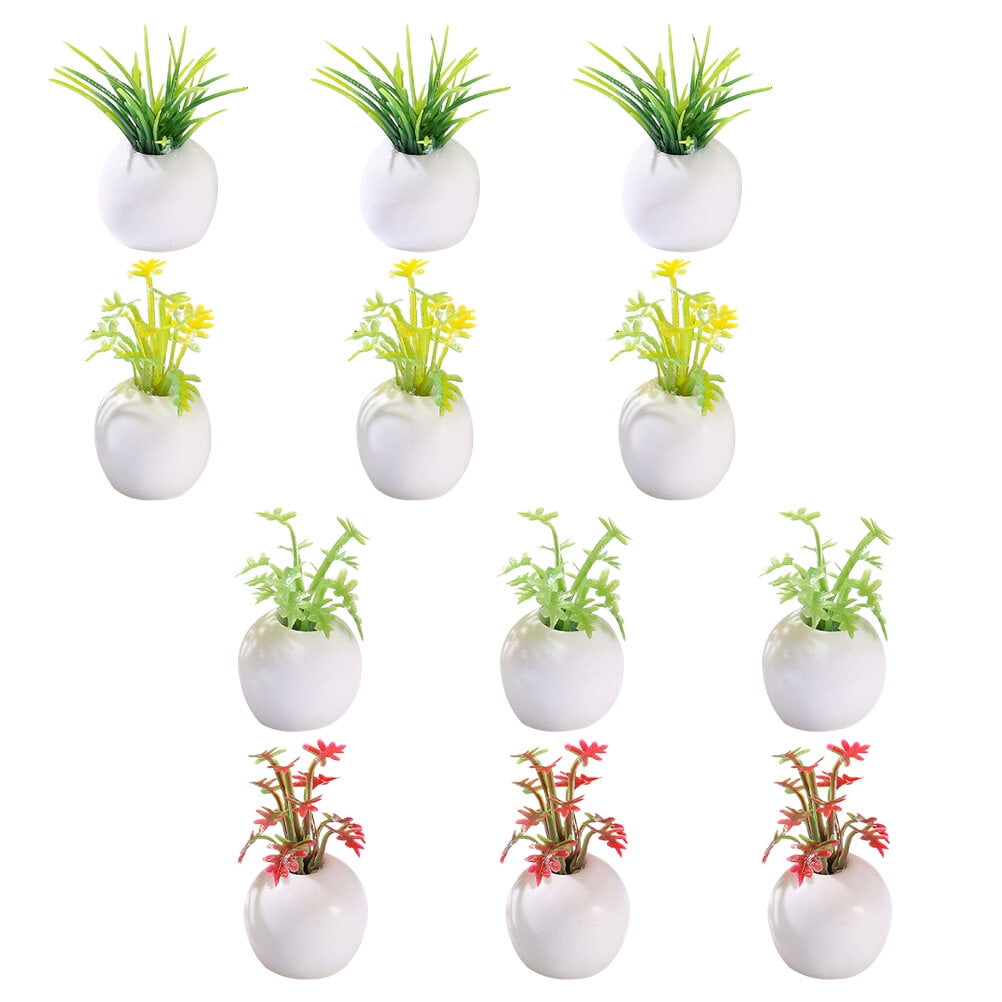 12 Pcs Mini Potted Plants Miniature Garden Bonsai Model Decor Toy House ...