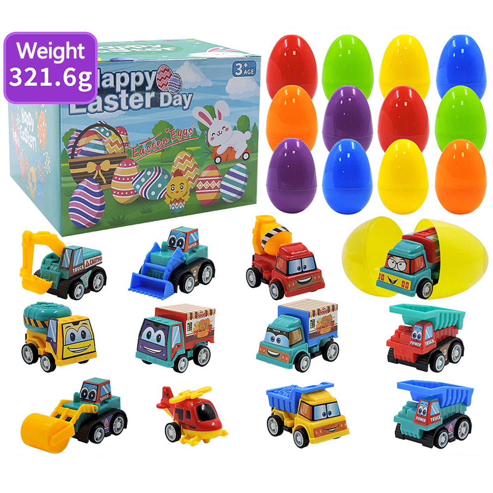 12 Pcs Mini Pull Back Cars in Easter Eggs, Easter Basket Fillers, Fun ...