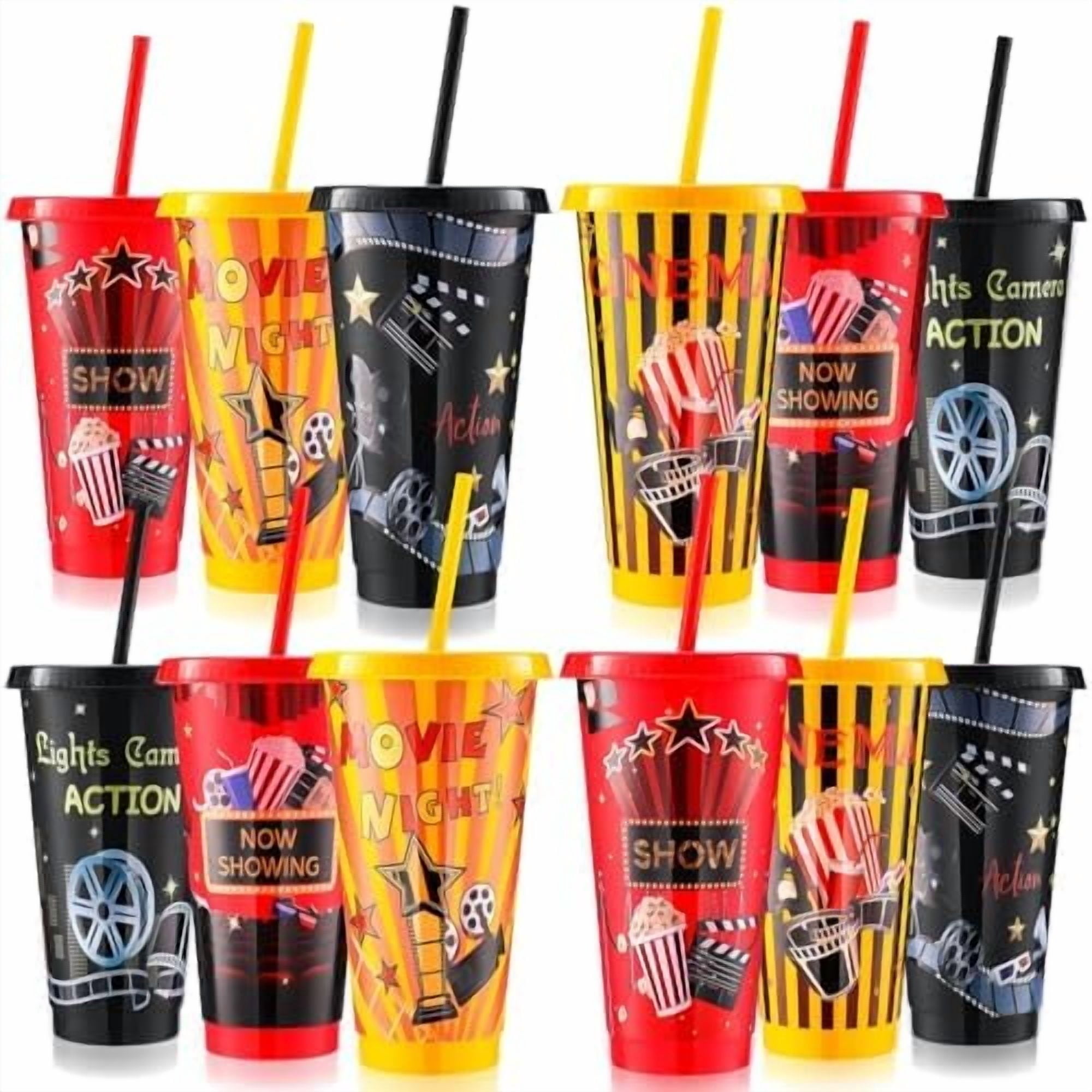 12 Pcs Movie Night Cups Movie Night Party Supplies Favors Movie 24oz ...
