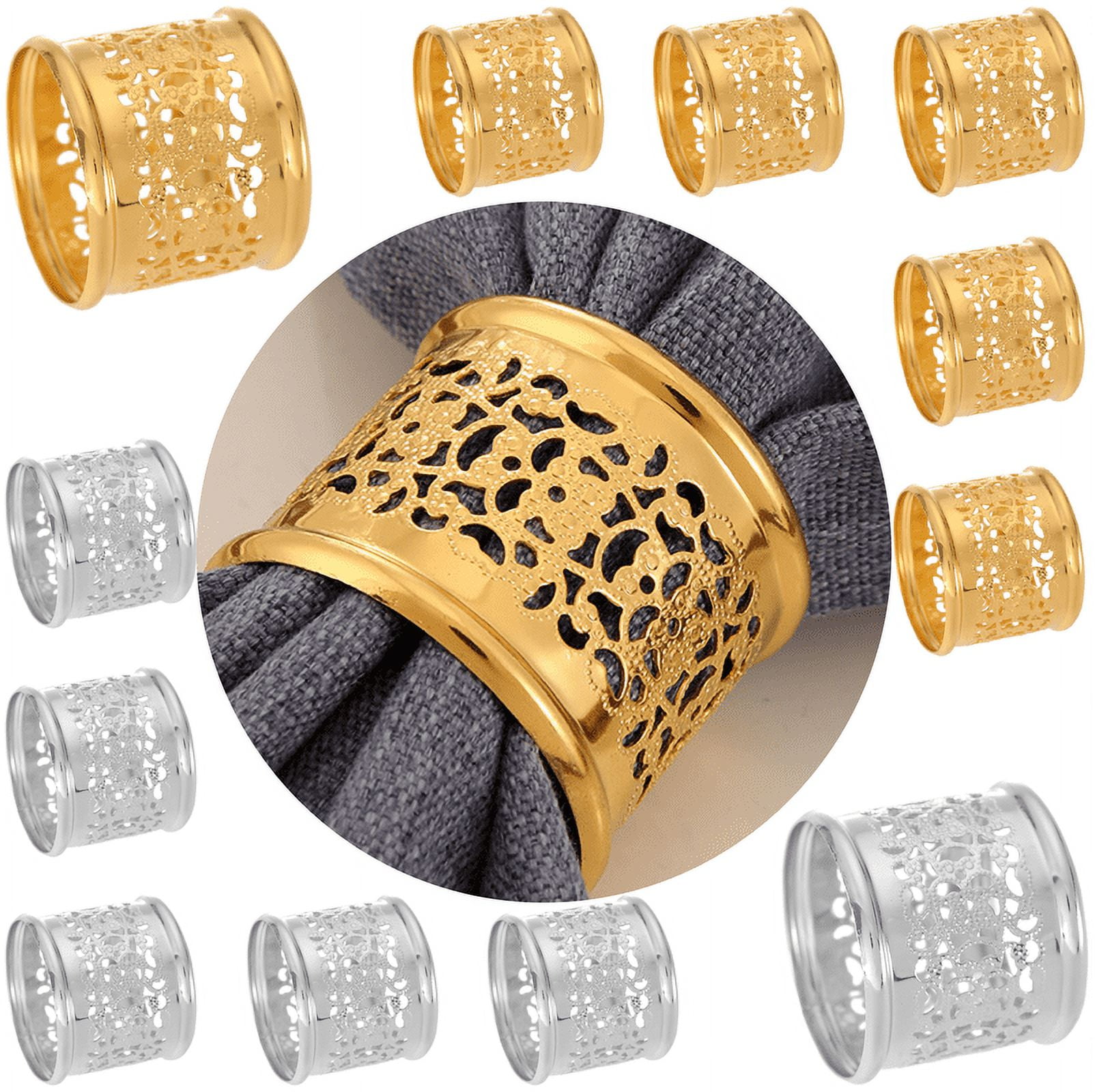 12 Pcs Napkin Rings Laser Cut Hollow Paper Napkin Holder Disposable ...