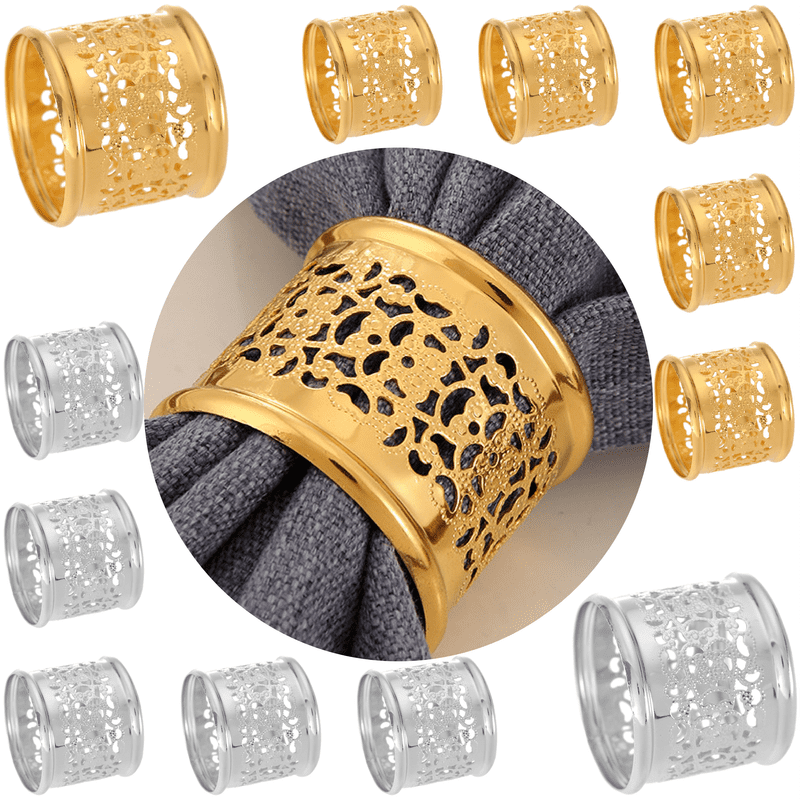 12 Pcs Napkin Rings Laser Cut Hollow Paper Napkin Holder Disposable ...
