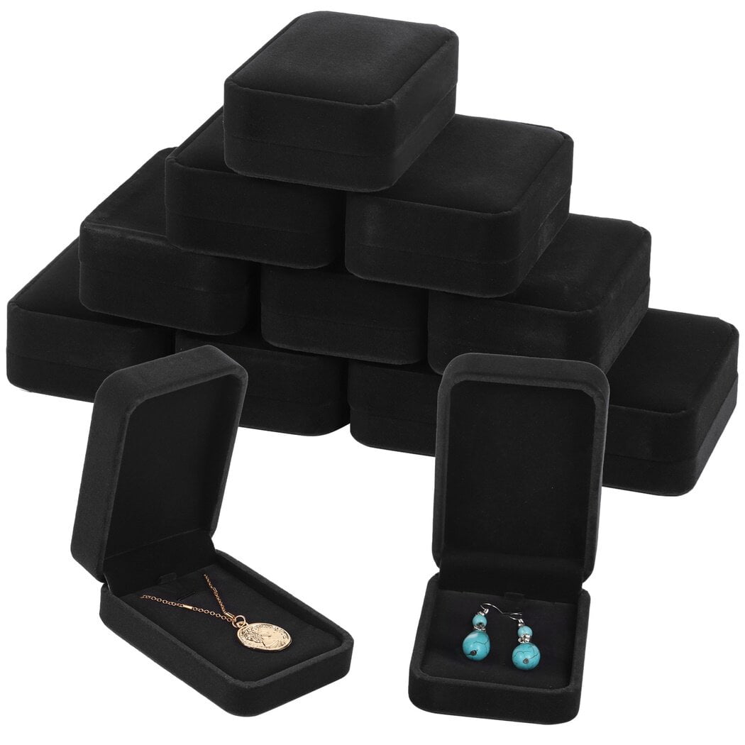 12 Pcs Necklace Pendant Boxes, Black Velvet Jewelry Storage Cases ...