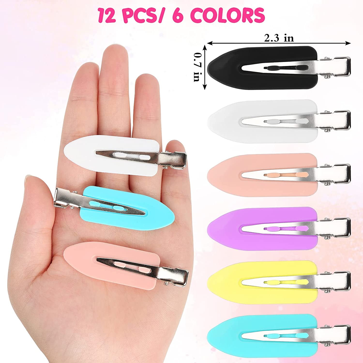 12 Pcs No Crease Hair Clips, No Bend Hair Clips, Makeup Clips For ...