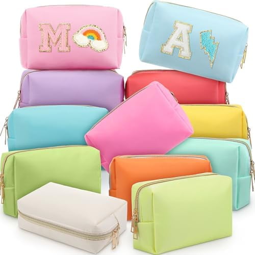 12 Pcs Nylon Makeup Bag Bulk Cosmetic Pouches Preppy Cosmetic Bag for ...