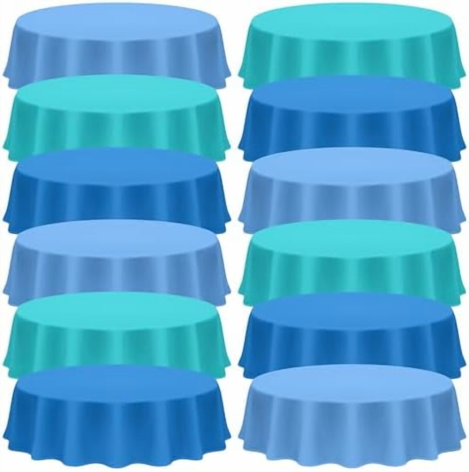 12 Pcs Ocean Theme Round Tablecloth,disposable Assorted Blue Tablecloth ...