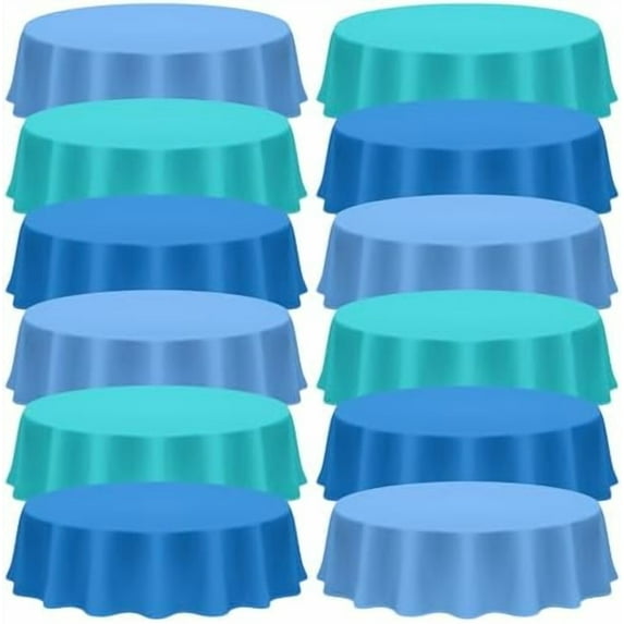 12 Pcs Ocean Theme Round Tablecloth,disposable Assorted Blue Tablecloth ...