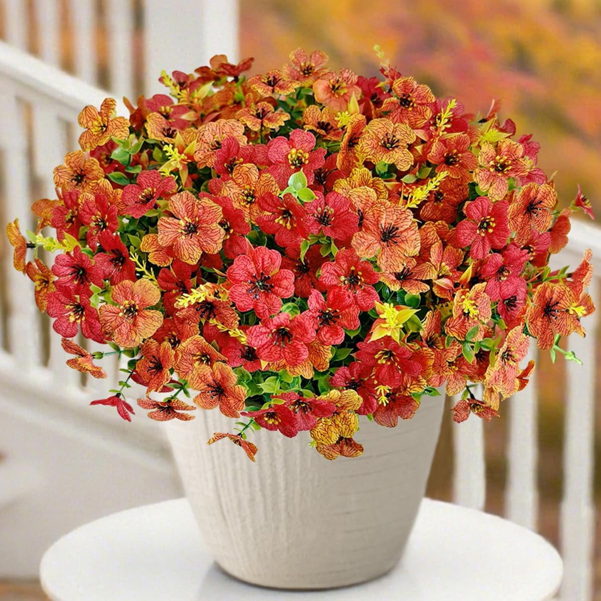 12 Pcs Orange Artificial Fall Mums – 8" Outdoor Half Sphere Plastic ...