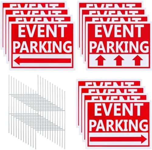 12 Pcs Outdoor Event Parking Sign with Arrows and Stakes 12 x 16 ...