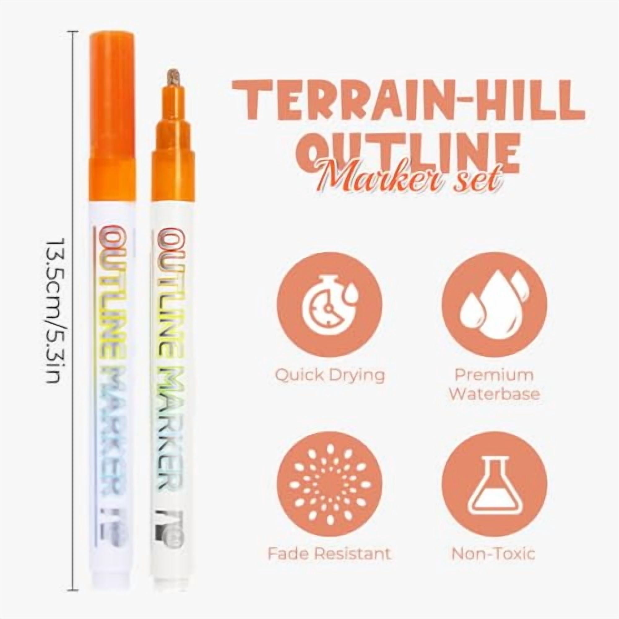 12 Pcs Outline Marker Set, 2023 New Glitter Gel Double Line Outline Pen ...