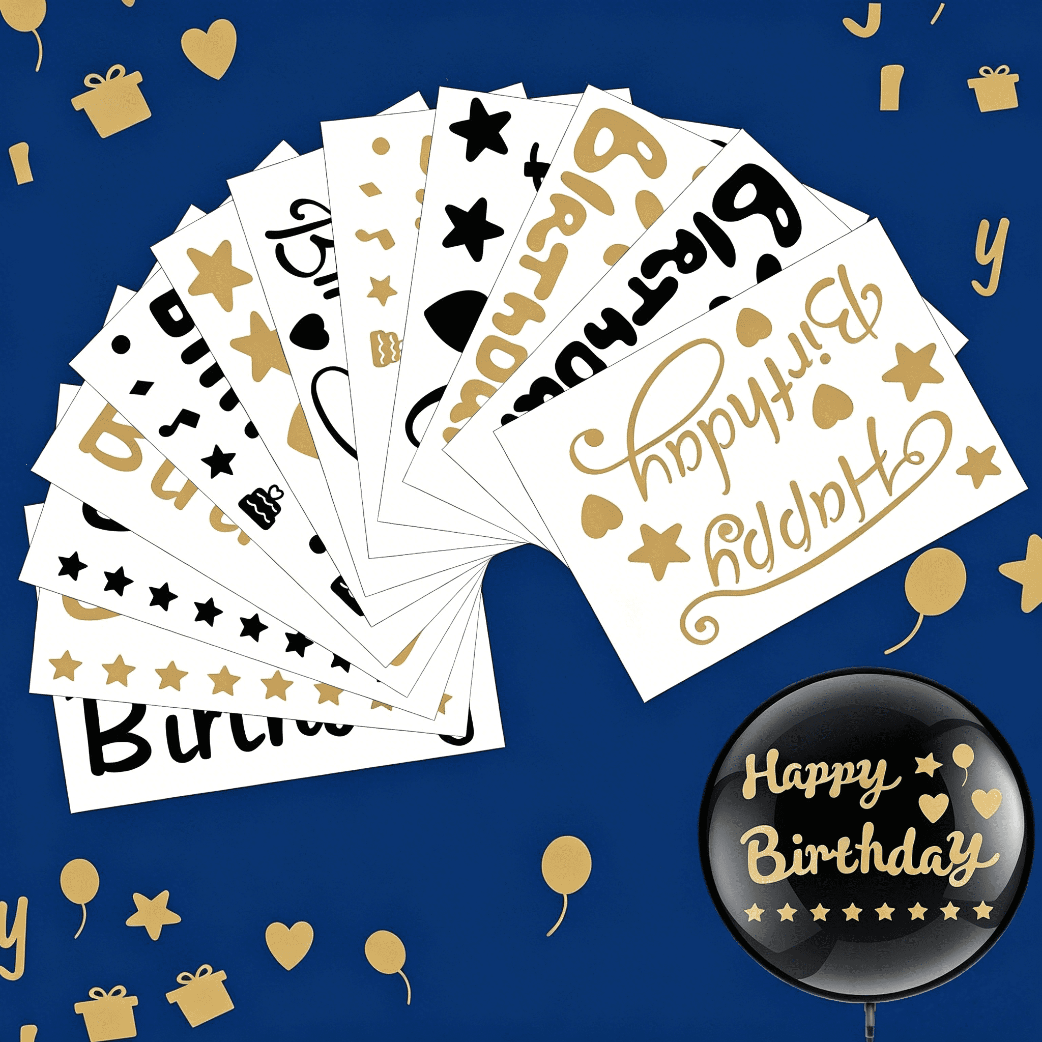12 Pcs PVC Letter Balloon Stickers DIY Decal Stickers for Birthday ...
