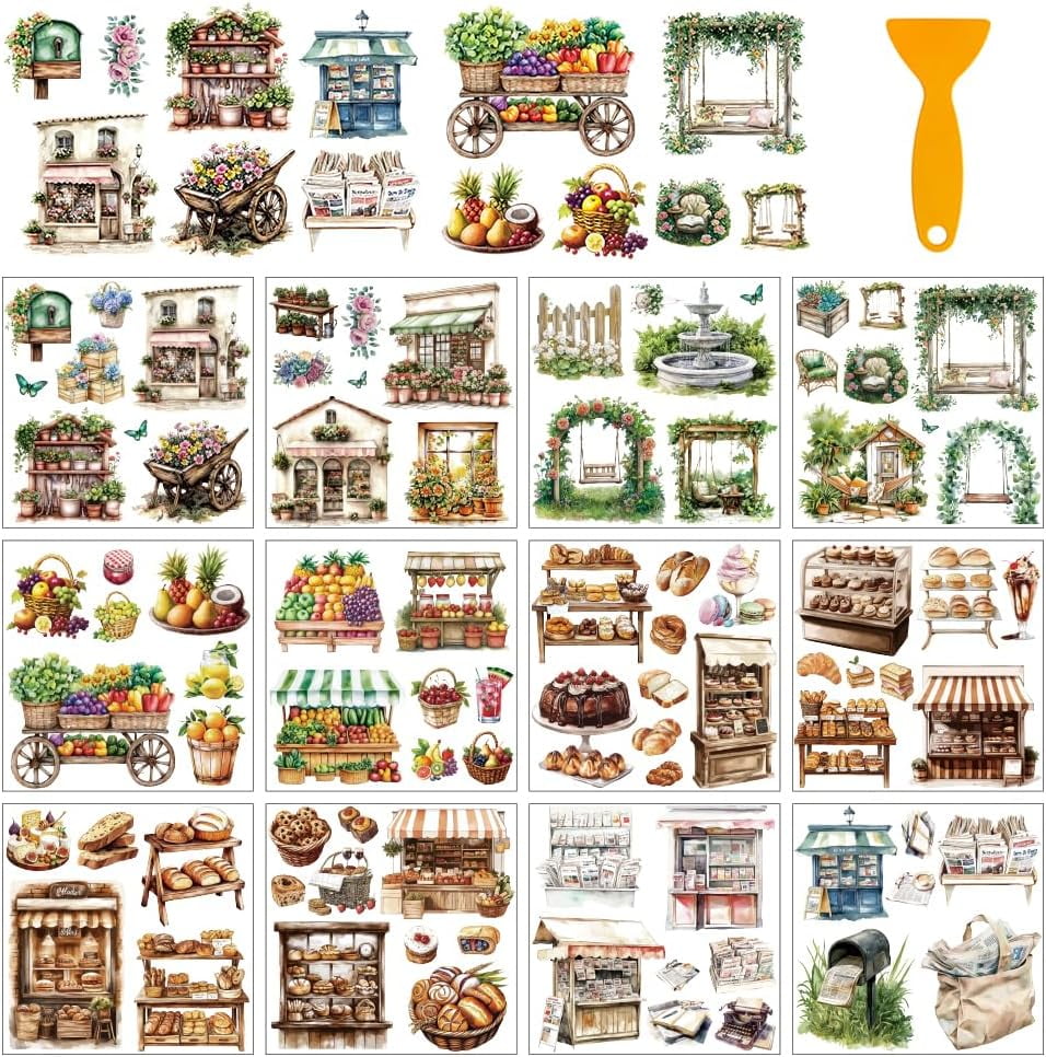 12 Pcs PVC Transfer Stickers 14cm (5.51 Inches) Square Flower Room ...