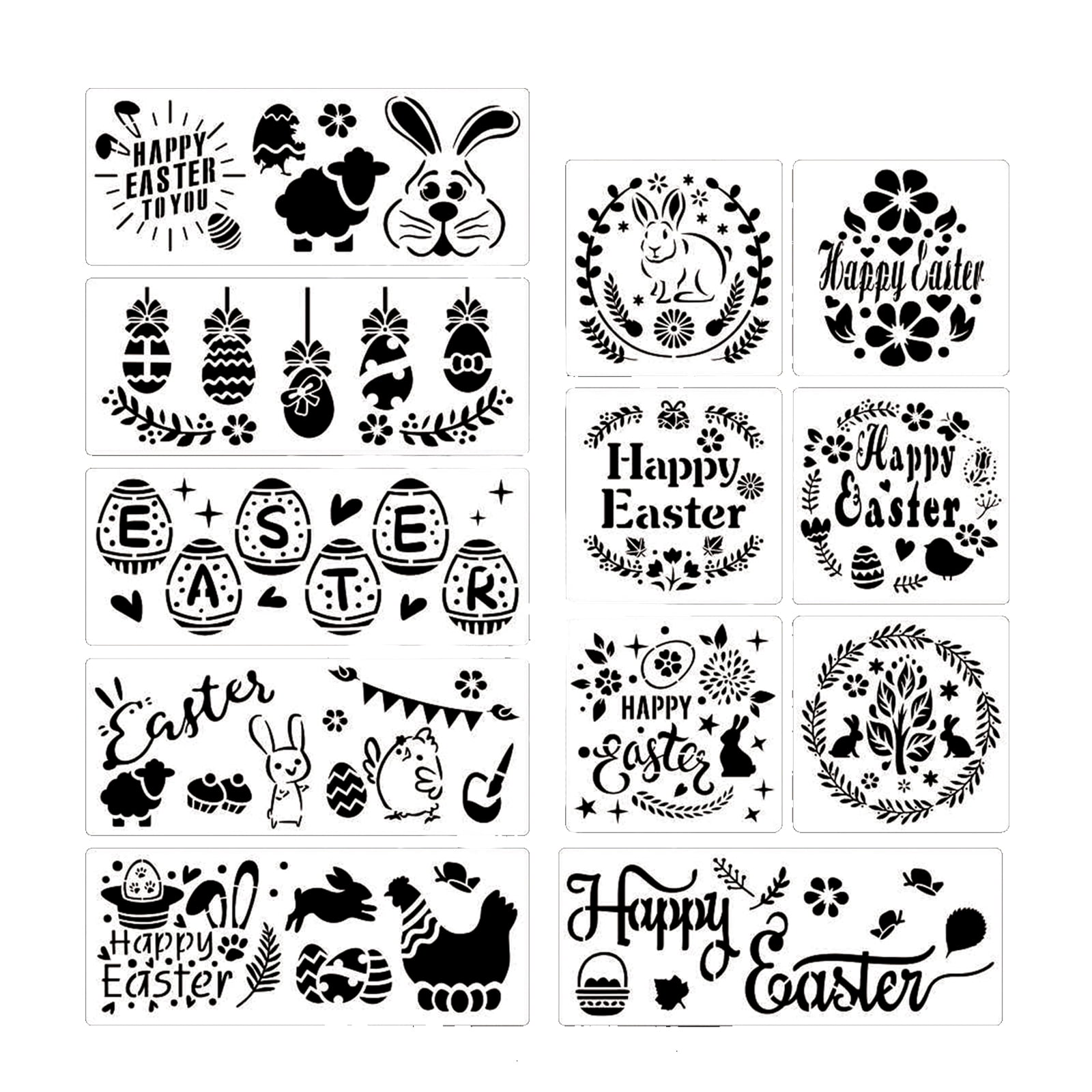 12 Pcs Painting Stencils Easter Theme Templates Flexible for DIY ...