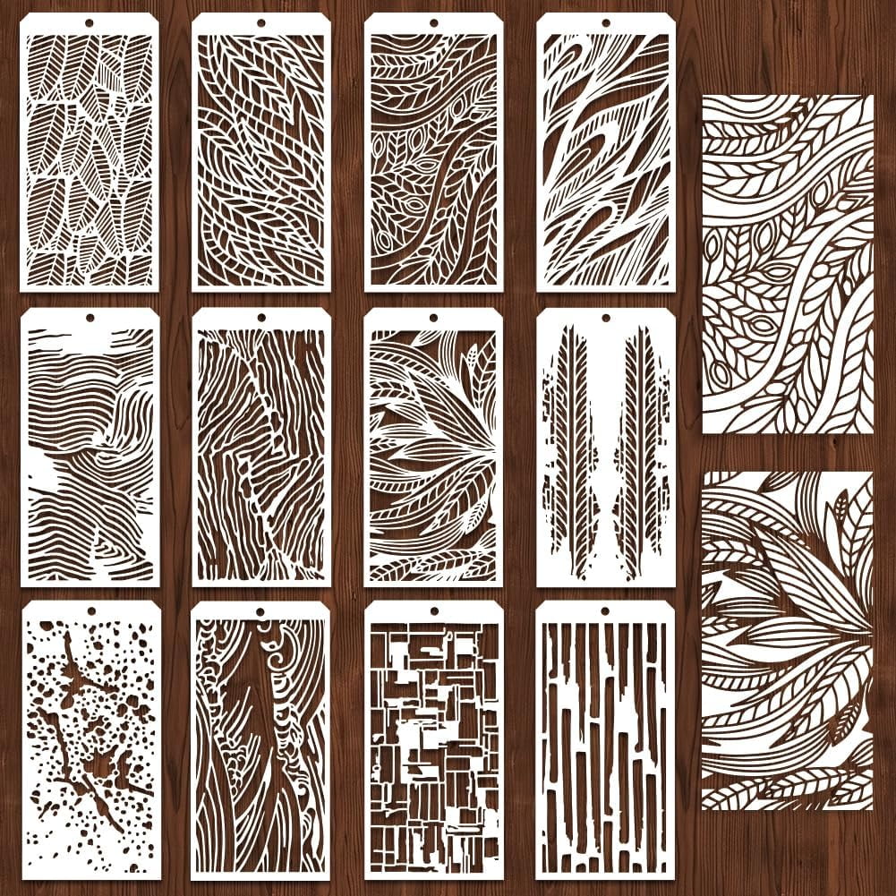 12 Pcs Painting Stencils Reusable Craft for Wall Decor Fabric Wood ...