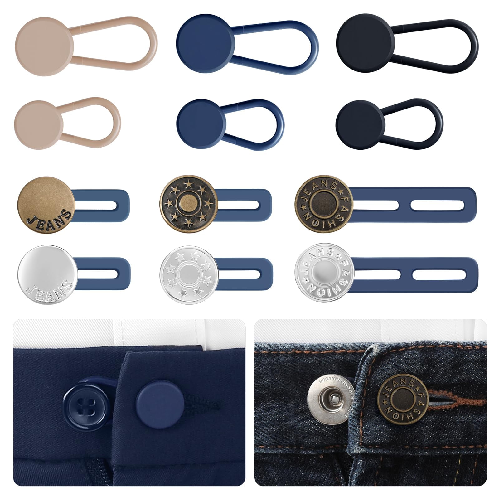 12 Pcs Pant Button Extenders for Jeans, Waist Extenders for Pants for ...