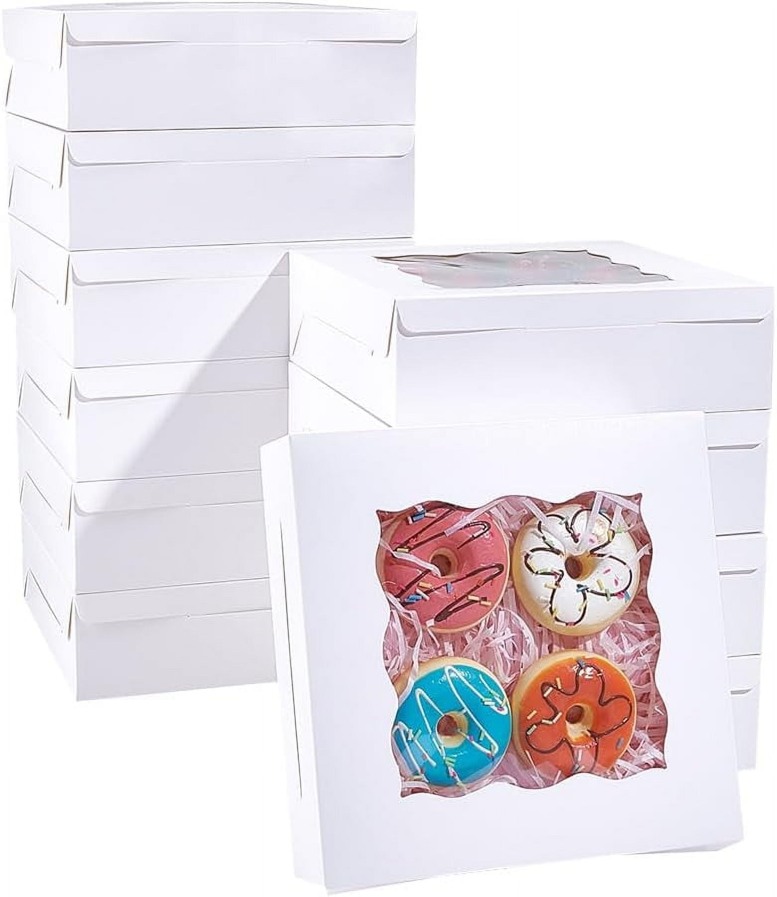 12 Pcs Paper Boxes with Window Treat Boxes 8x8x2.6 Inch Paper Gift Box ...