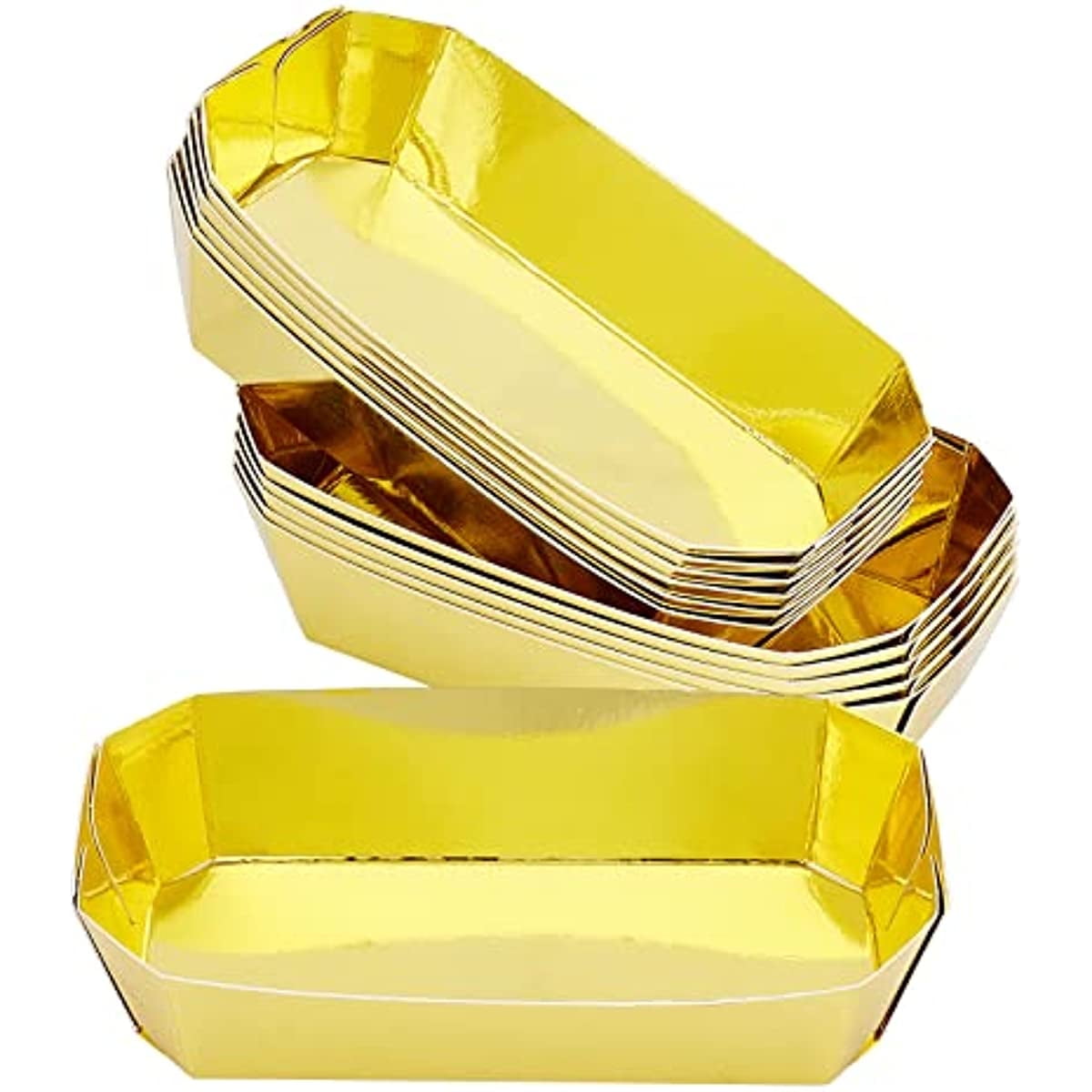 12 Pcs Paper Food Trays Gold Nacho Chip Trays Food Boats Paperboard ...