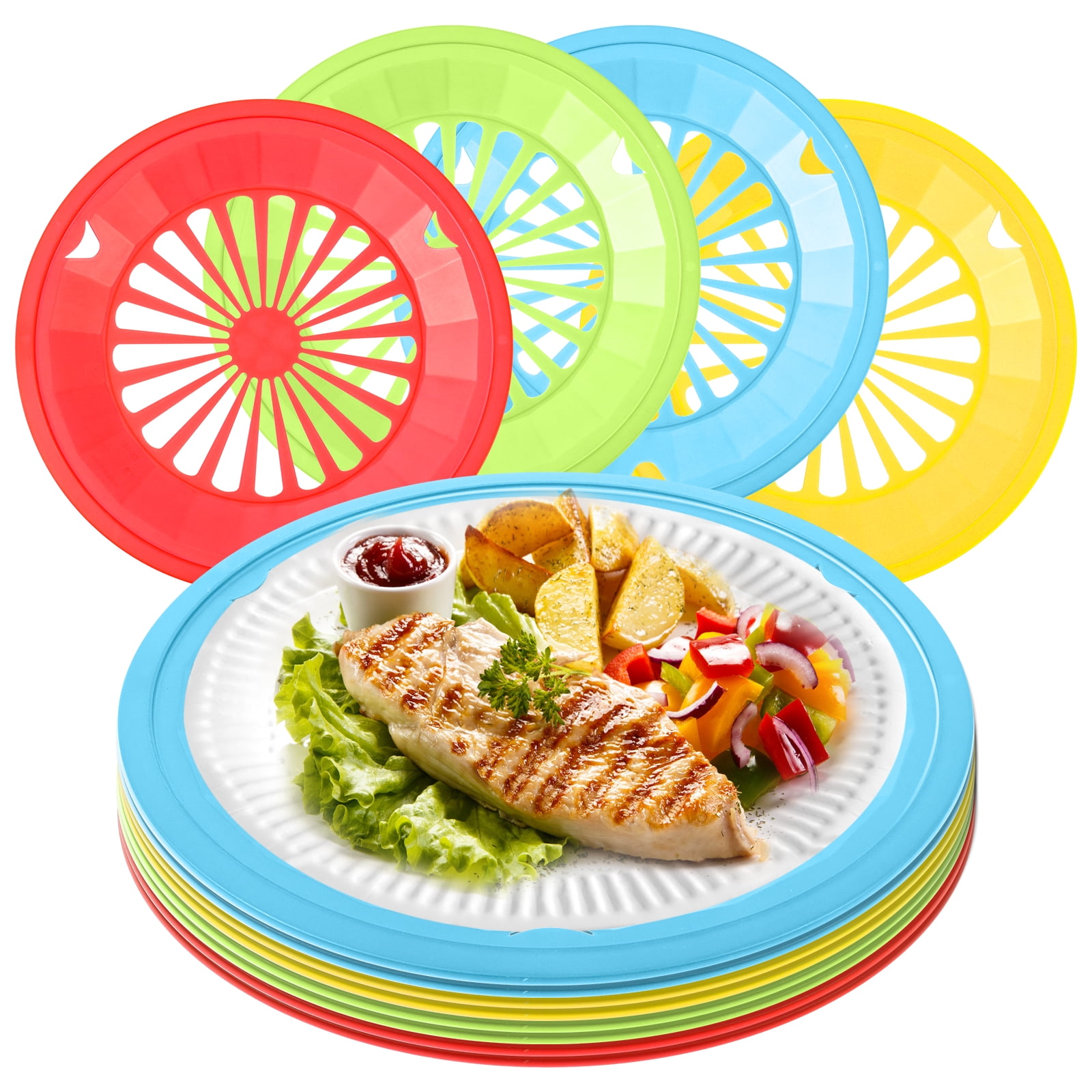 12 Pcs Paper Plate Holders 10 Inch Reusable Plastic Round Paper Plate ...