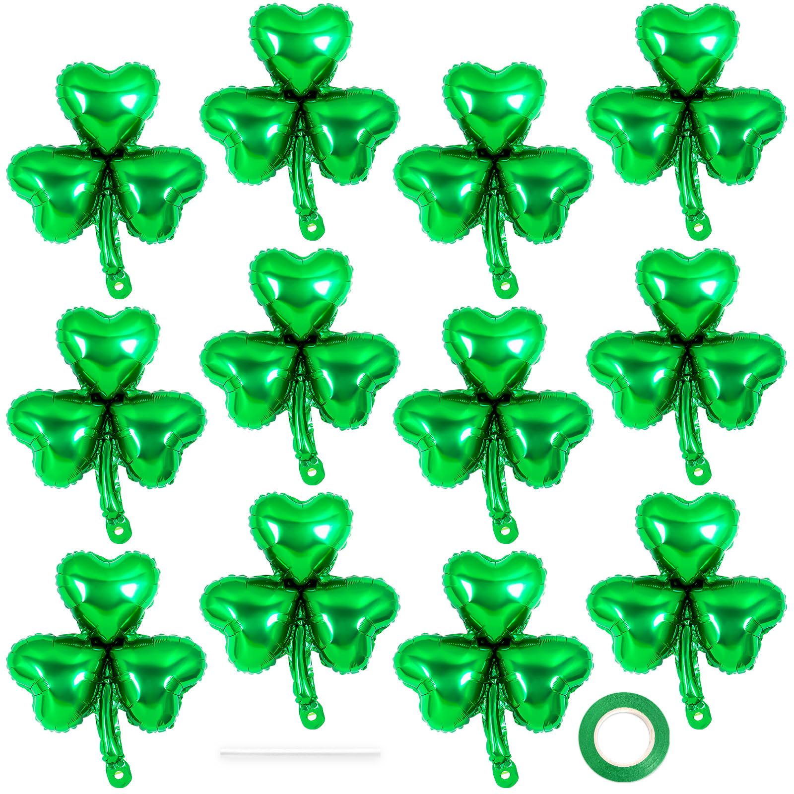 12 Pcs Patricks Day Party Decorations C35 St Patrick Day Balloons,18 Inch Shamrock Foil Balloons ...