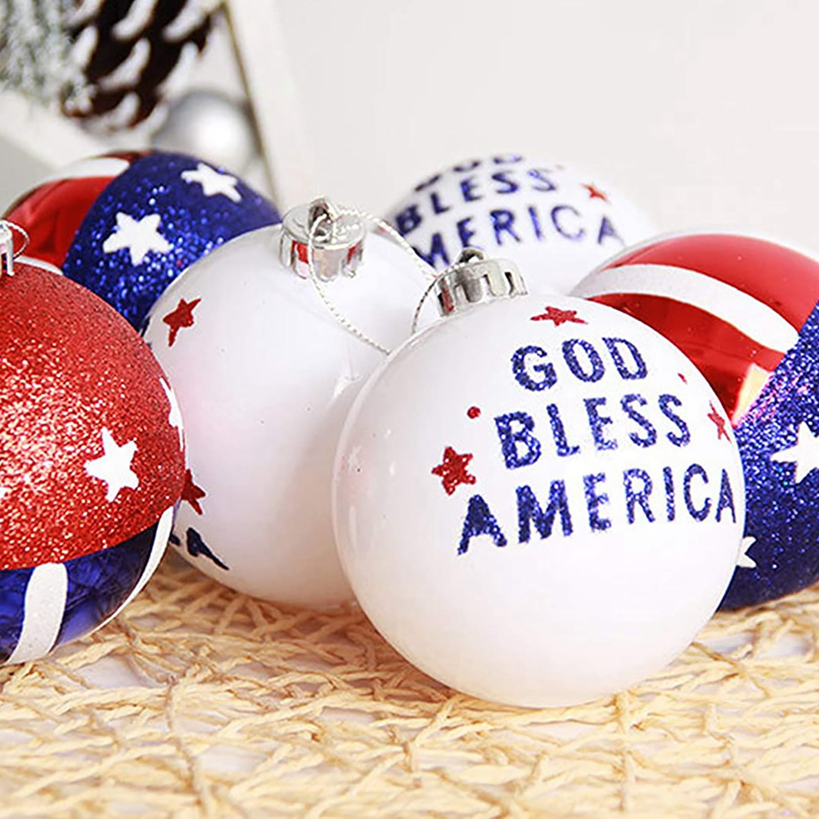12 Pcs Patriotic Ornaments Hanging Balls- 4th of July Independence Day ...