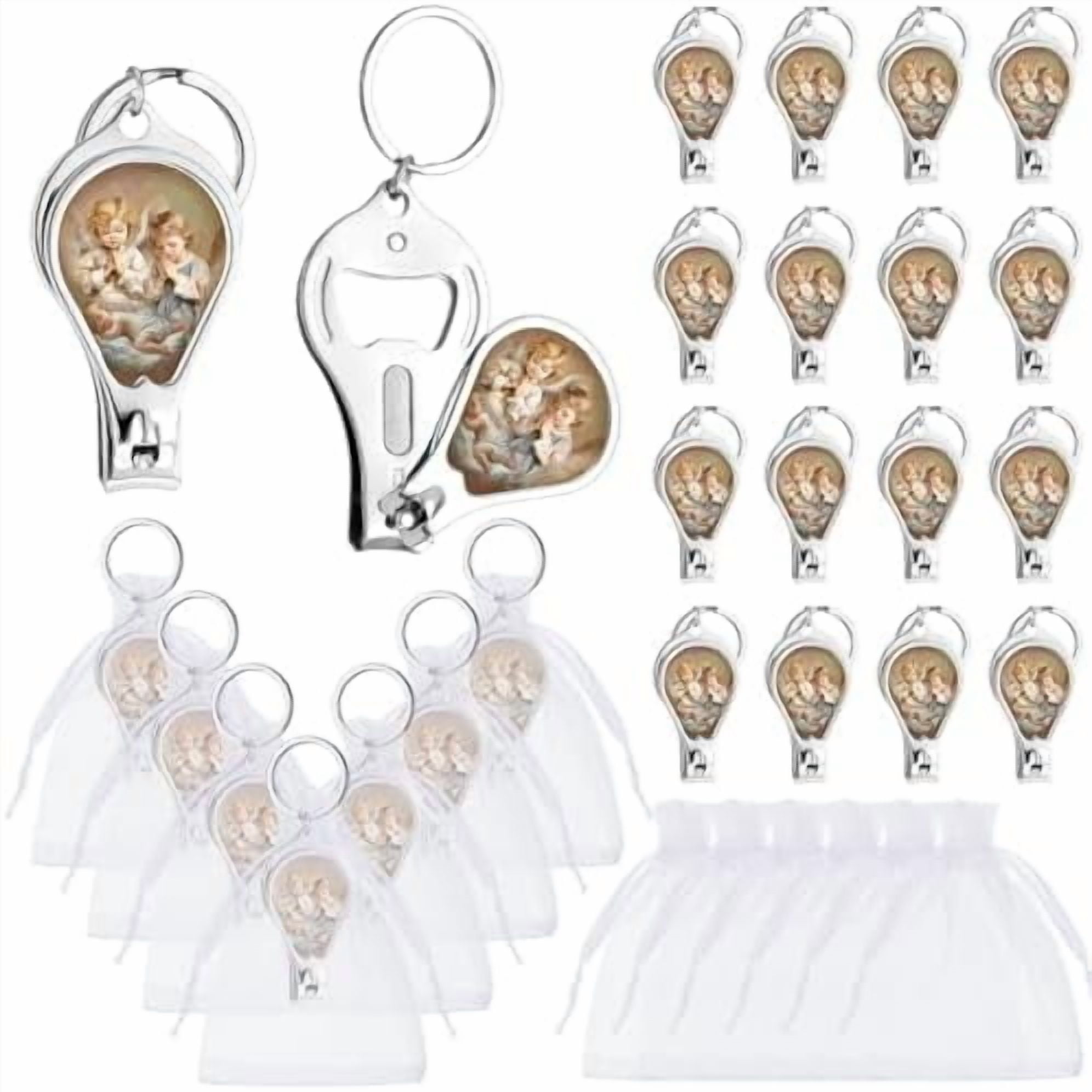 12 Pcs Personalized Engraved Baptism Keychains Guardian Angel Metal ...