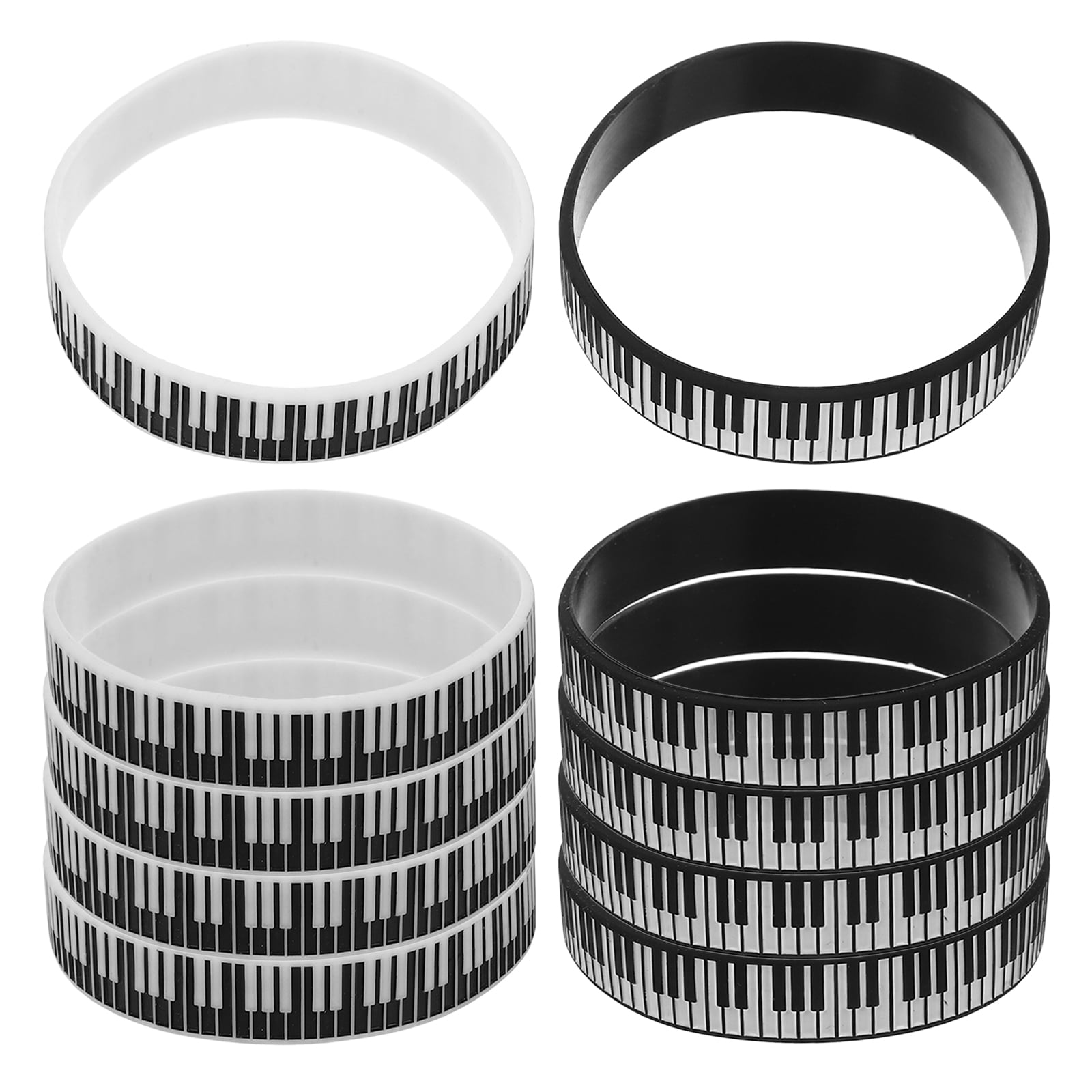 12 Pcs Piano Notes Rubber Bracelets Silicone Wristbands Party Supplies ...
