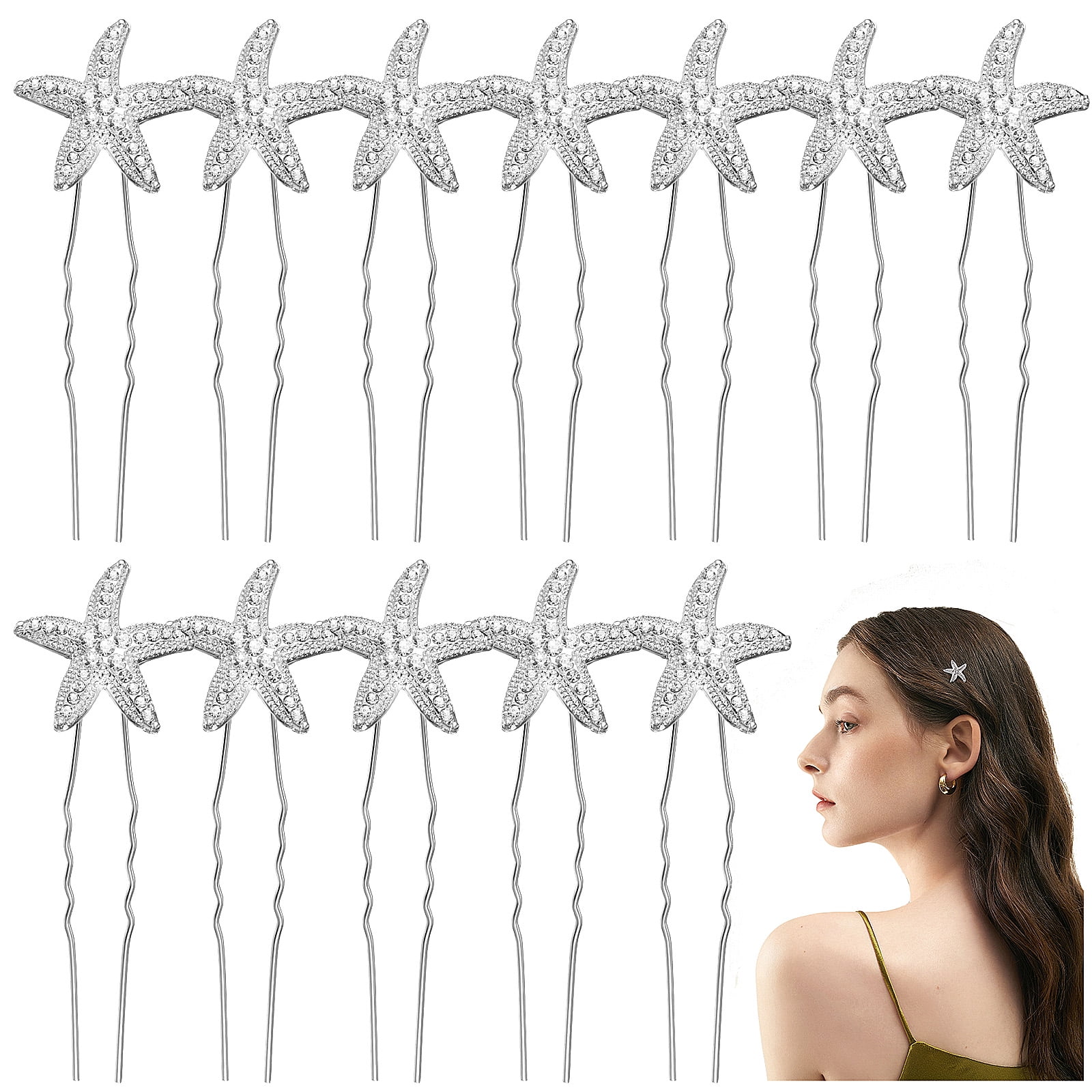 12 Pcs Pin for Hair Barrettes Grips Star Rhinestone Pins Decorative ...