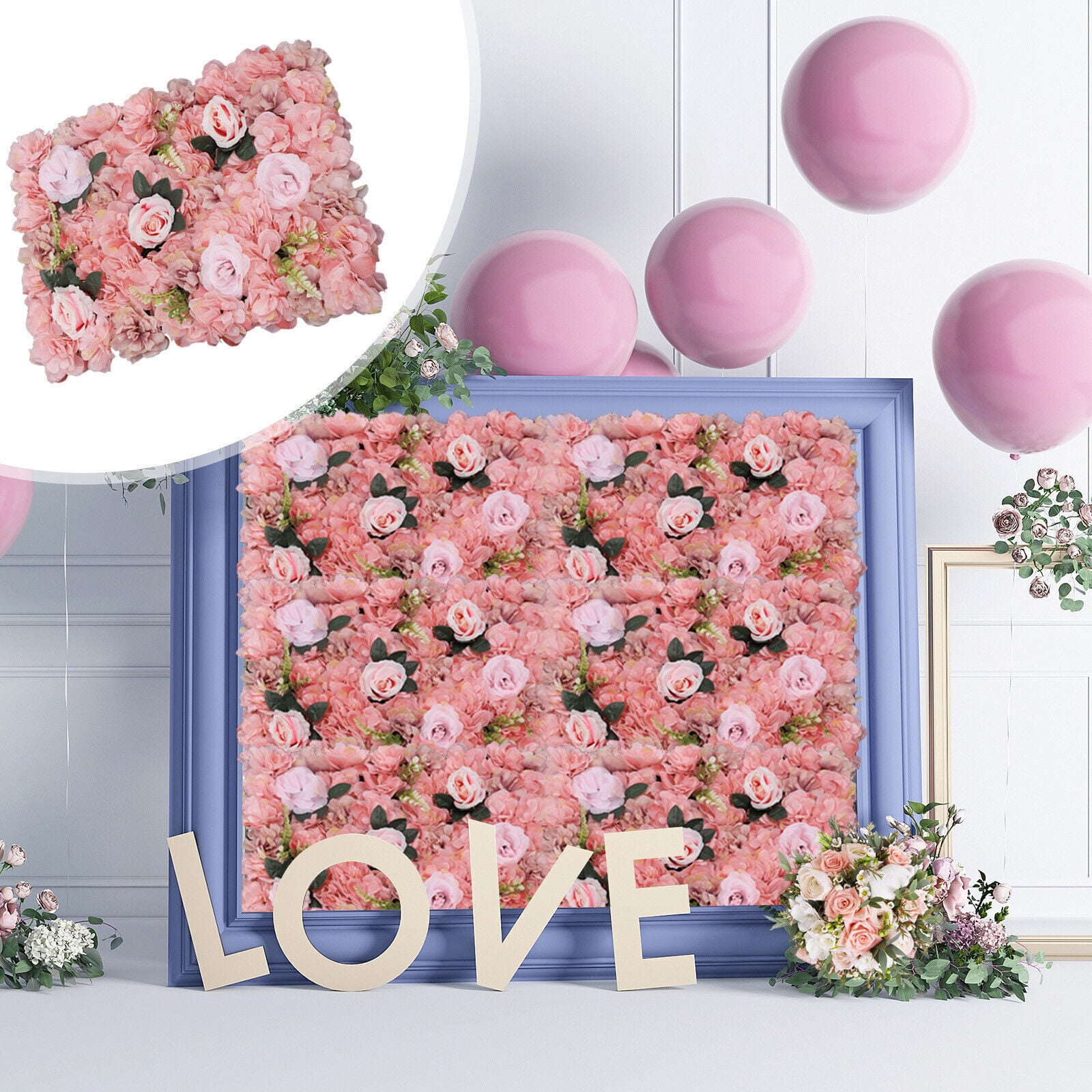 12 Pcs Pink Flower Wall Panels Silk Dahlia Backdrop Flower Mat Wedding ...