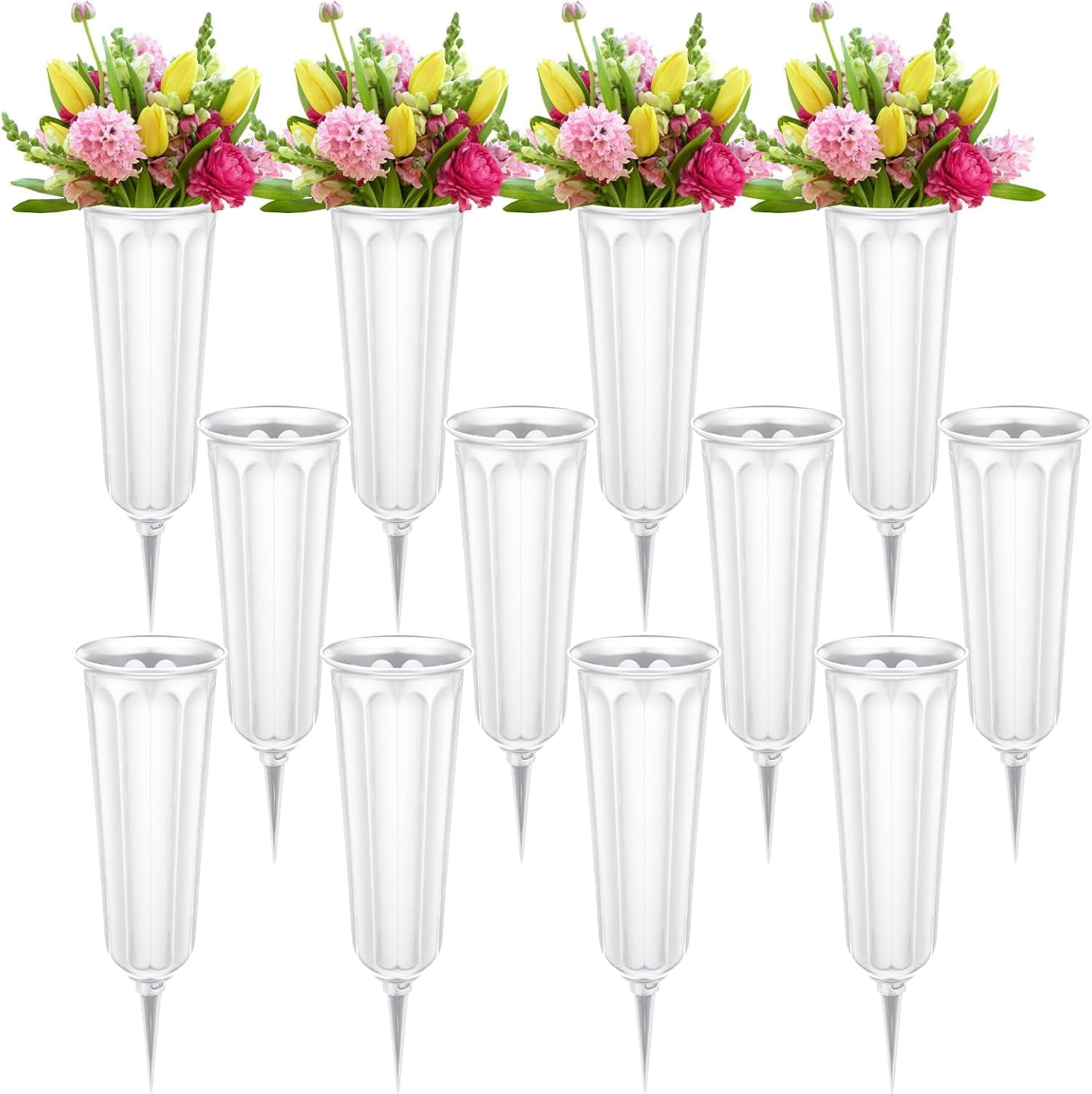 12 Pcs Plastic Cemetery Vases with Spikes Memorial Flower Vase Cemetery ...
