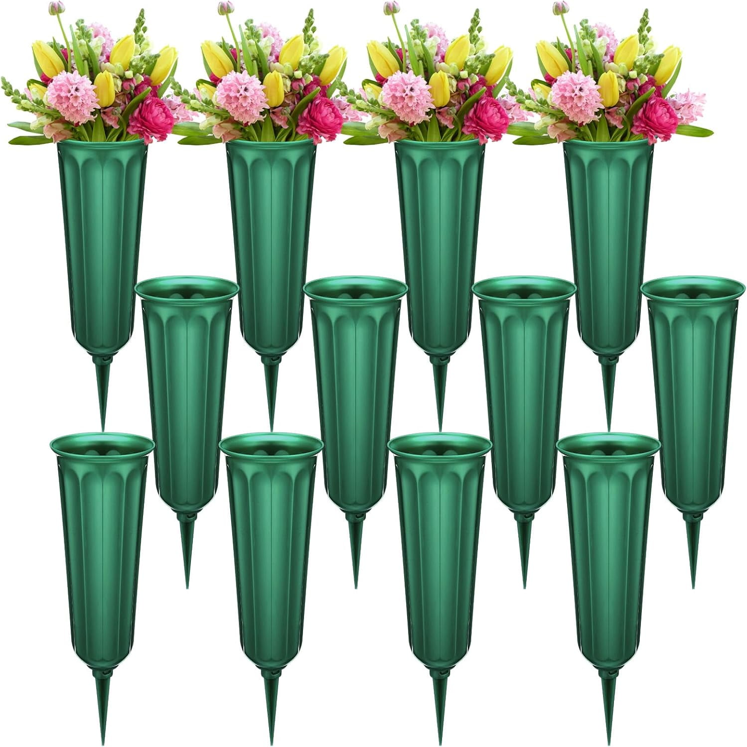 12 Pcs Plastic Cemetery Vases with Spikes Memorial Flower Vase Cemetery ...