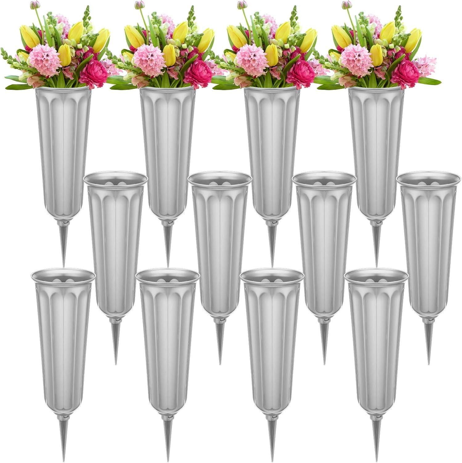 12 Pcs Plastic Cemetery Vases with Spikes Memorial Flower Vase Cemetery ...