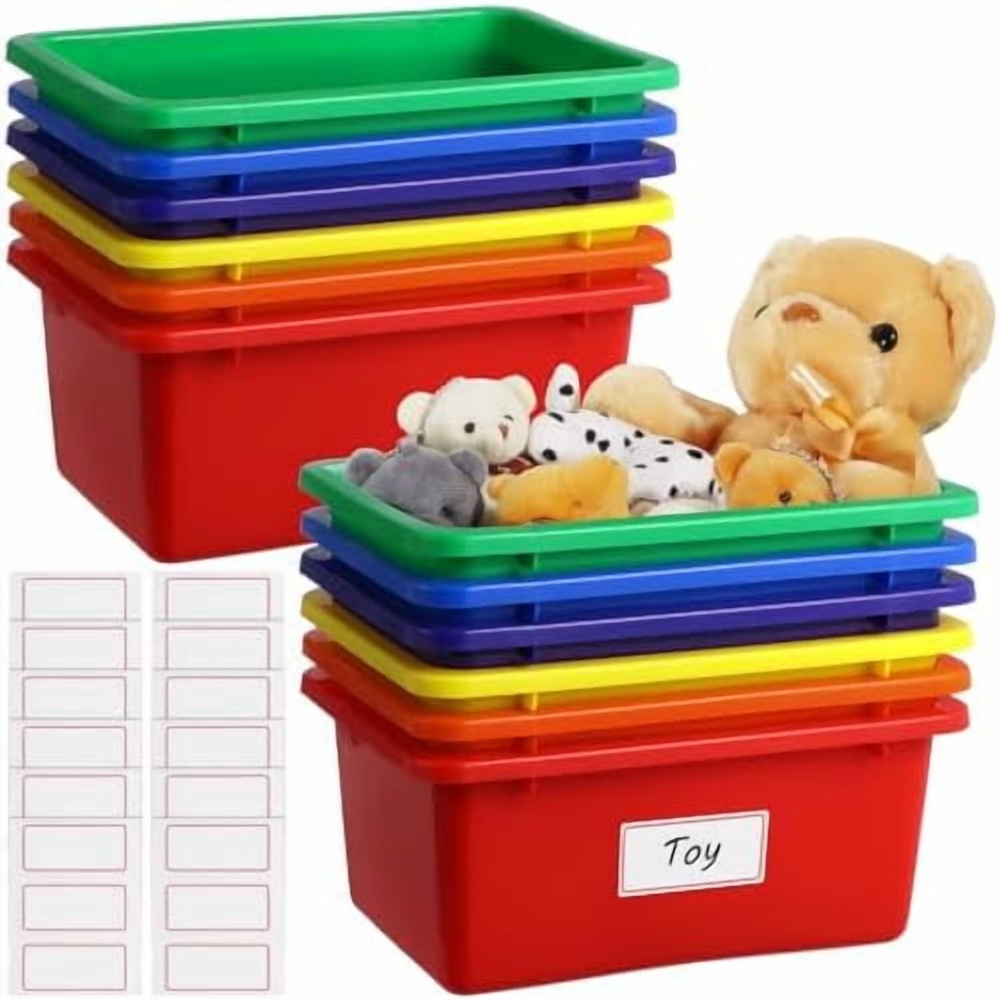 12 Pcs Plastic Cubby Bins with Labels, Plastic Storage Bins and 36 Self ...