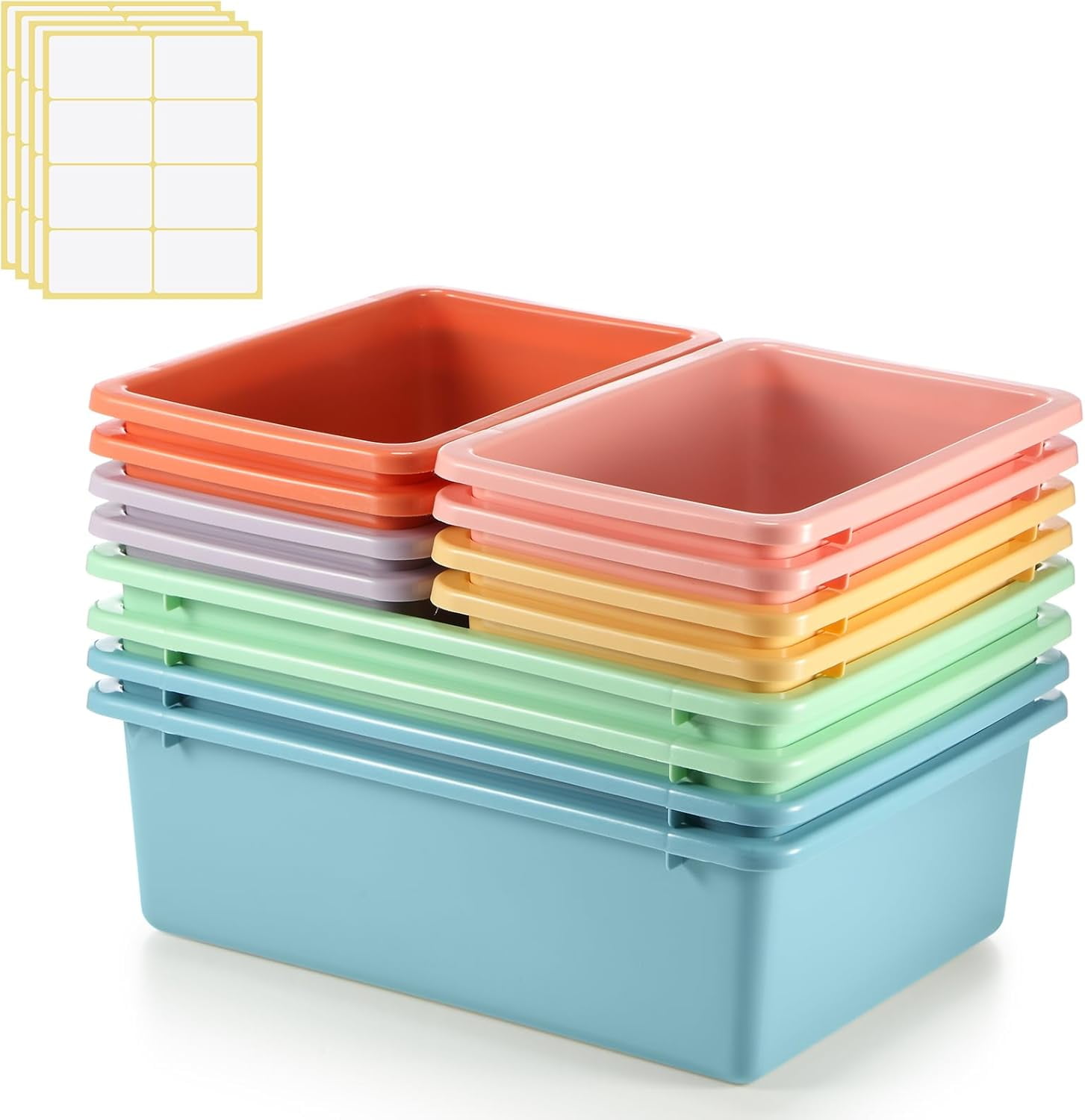 12 Pcs Plastic Cubby Bins Office Storage Container Storage Bins Plastic ...