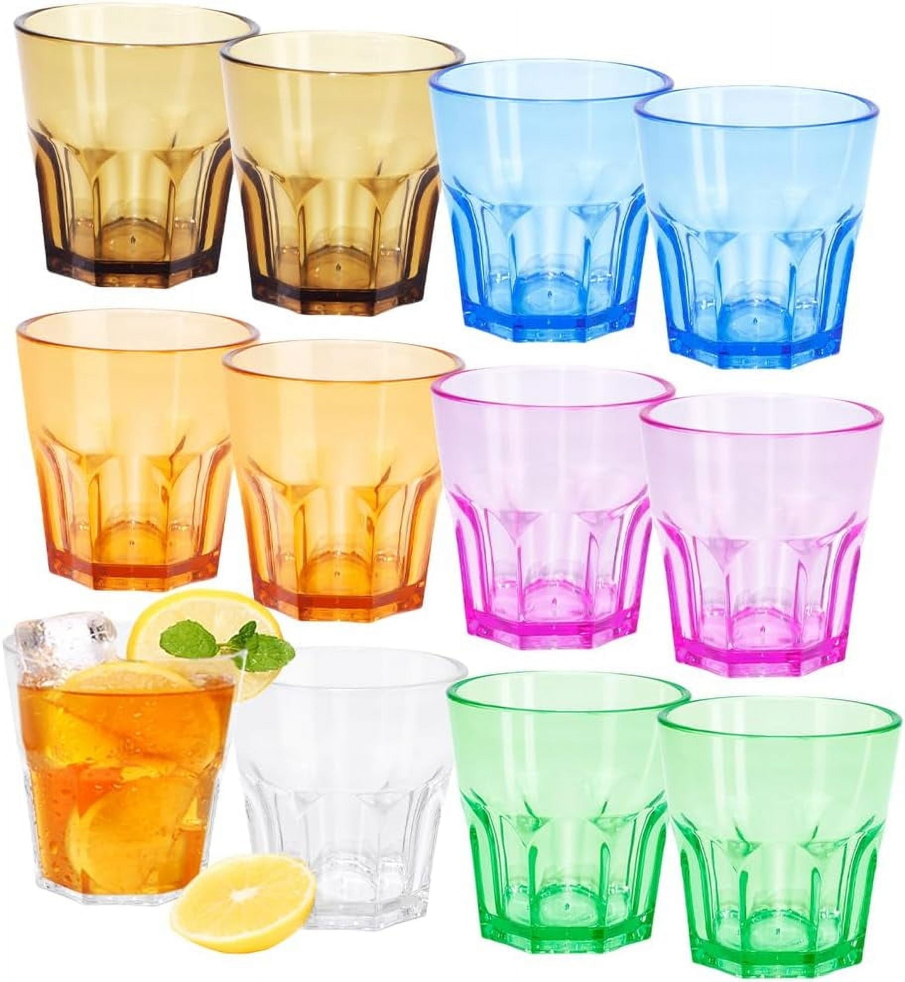 12 Pcs Plastic Drinking Glasses, Acrylic Glasses Drinkware, Unbreakable ...