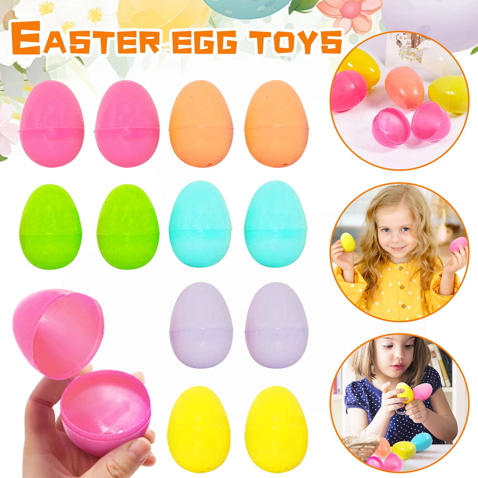 12 Pcs Plastic Easter Eggs, Fillable Easter Eggs Empty for Treats ...