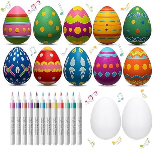 12 Pcs Plastic Egg Shakers, DIY Easter Egg Shakers, Percussion Musical ...