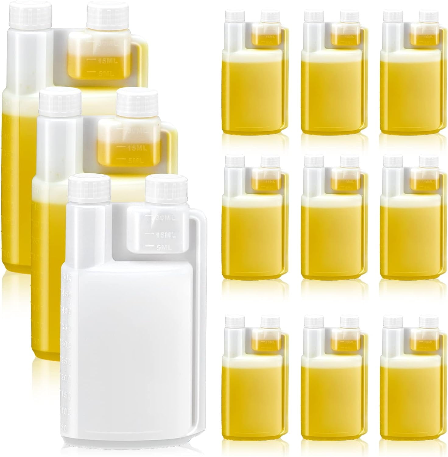 12 Pcs Plastic Flask with Built in 1oz Shot Glass Graduated Chamber ...