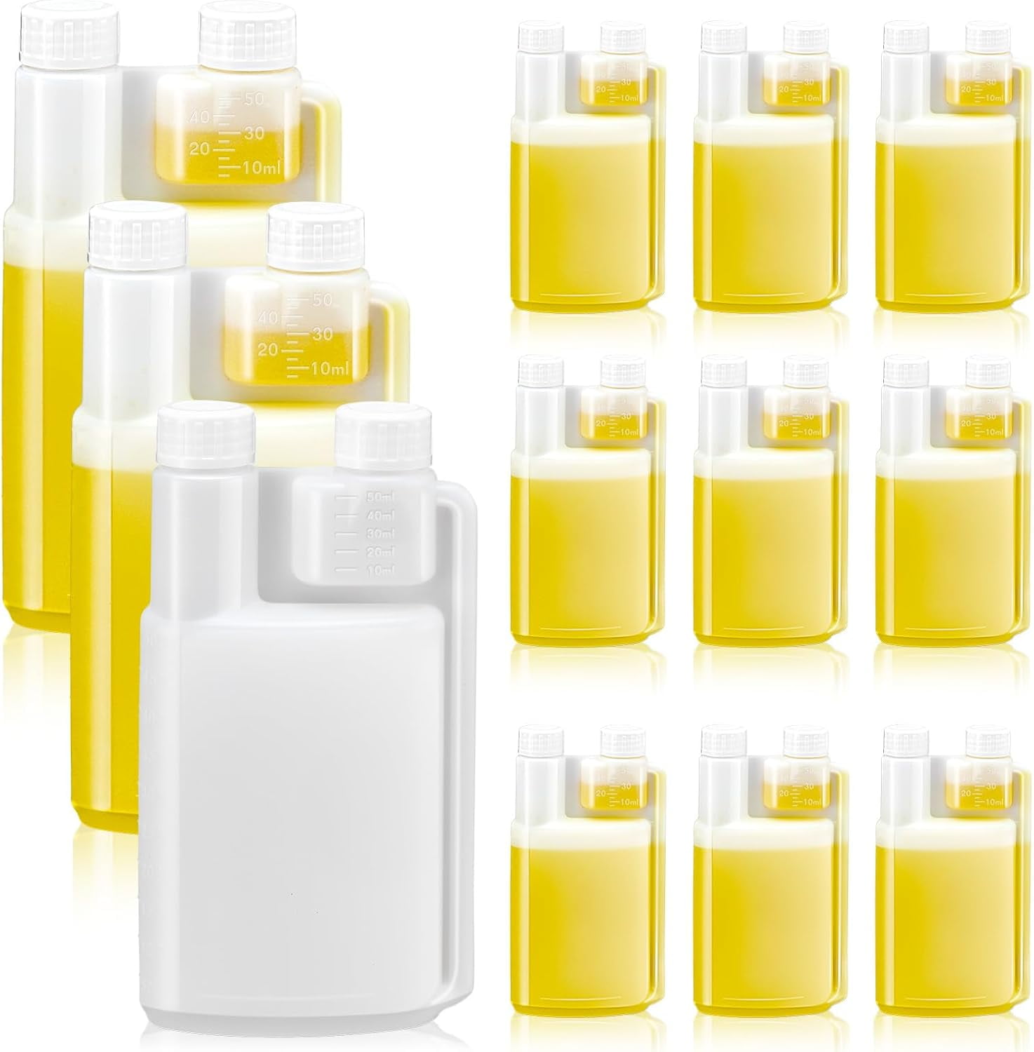 12 Pcs Plastic Flask with Built in 1oz Shot Glass Graduated Chamber ...