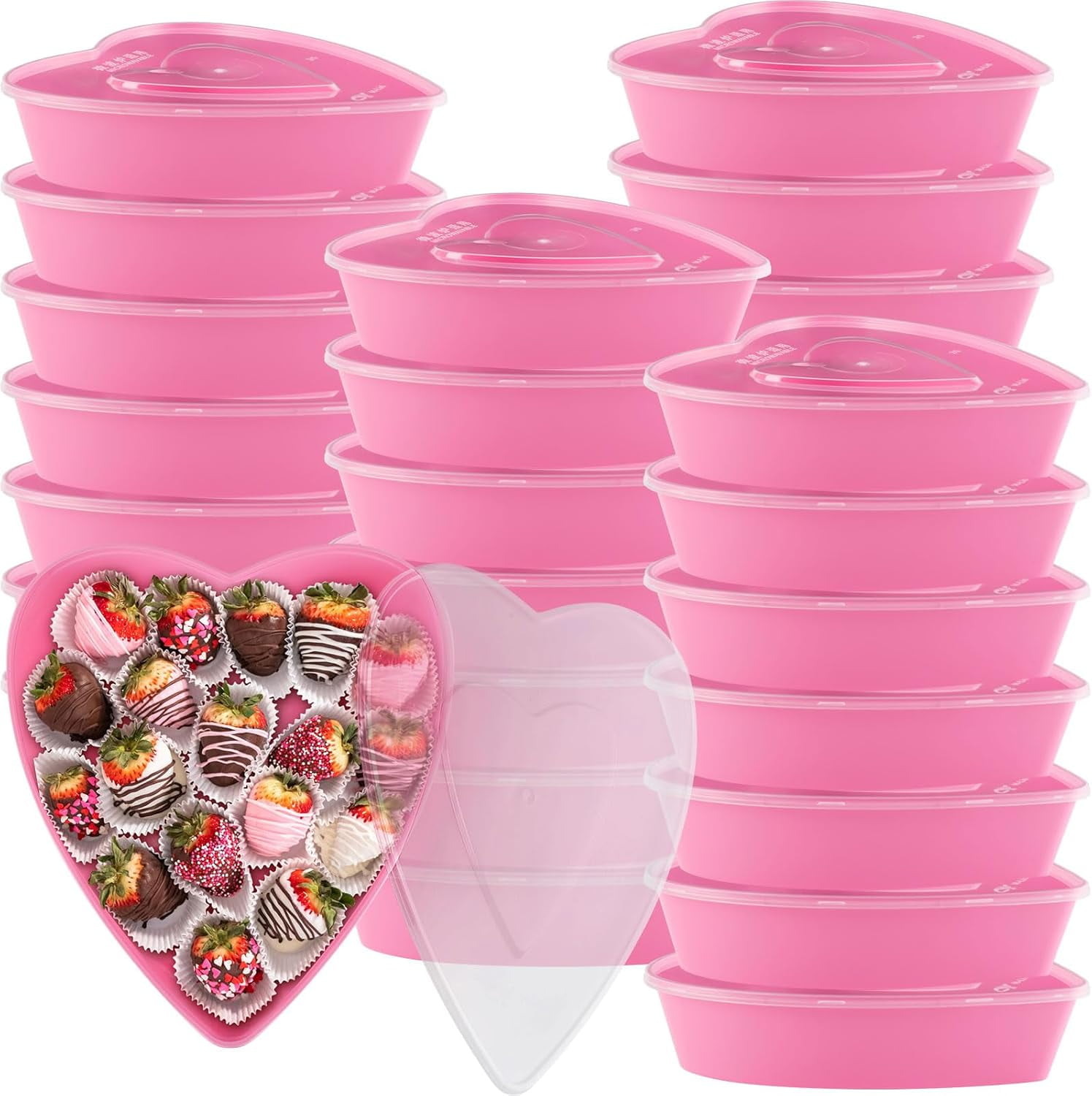 12 Pcs Plastic Food Storage with Lids 16.9 oz Heart Shaped Containers ...