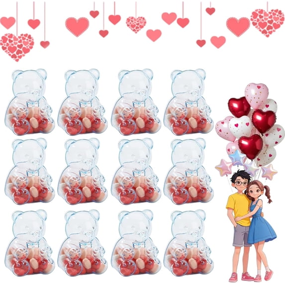 12 Pcs Plastic Gummy Bear Container,Reusable Giant Gummy Bear Container ...