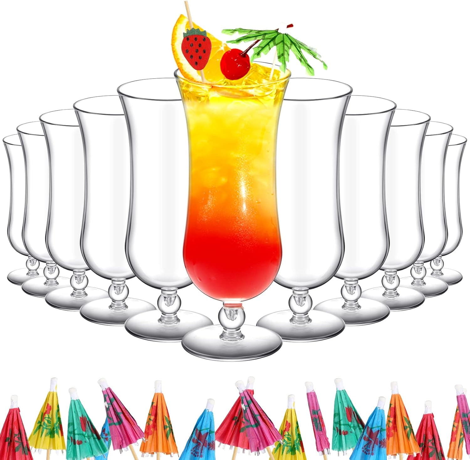 12 Pcs Plastic Hurricane Glasses 15oz Break Resistant Drinking Glasses ...