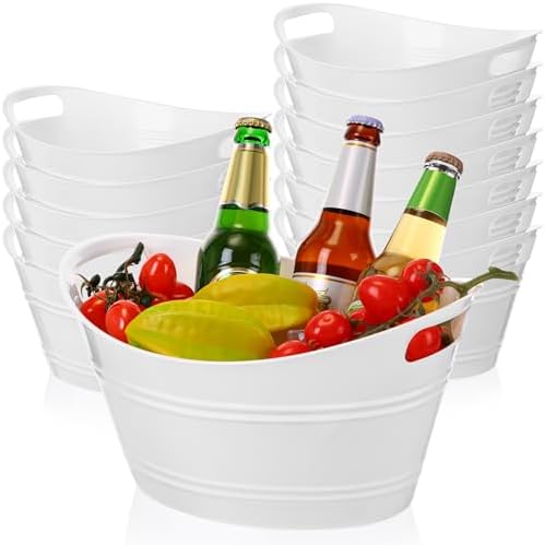 12 Pcs Plastic Ice Buckets Bulk with Handles 4.5l Oval Storage Tub ...