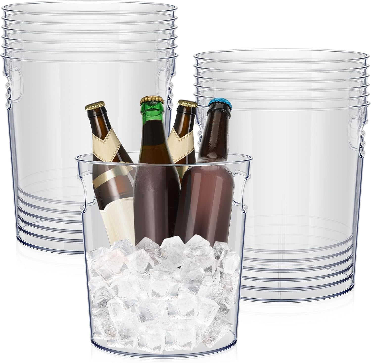 12 Pcs Plastic Ice Buckets Clear Large Champagne Wine Cooler Bucket ...