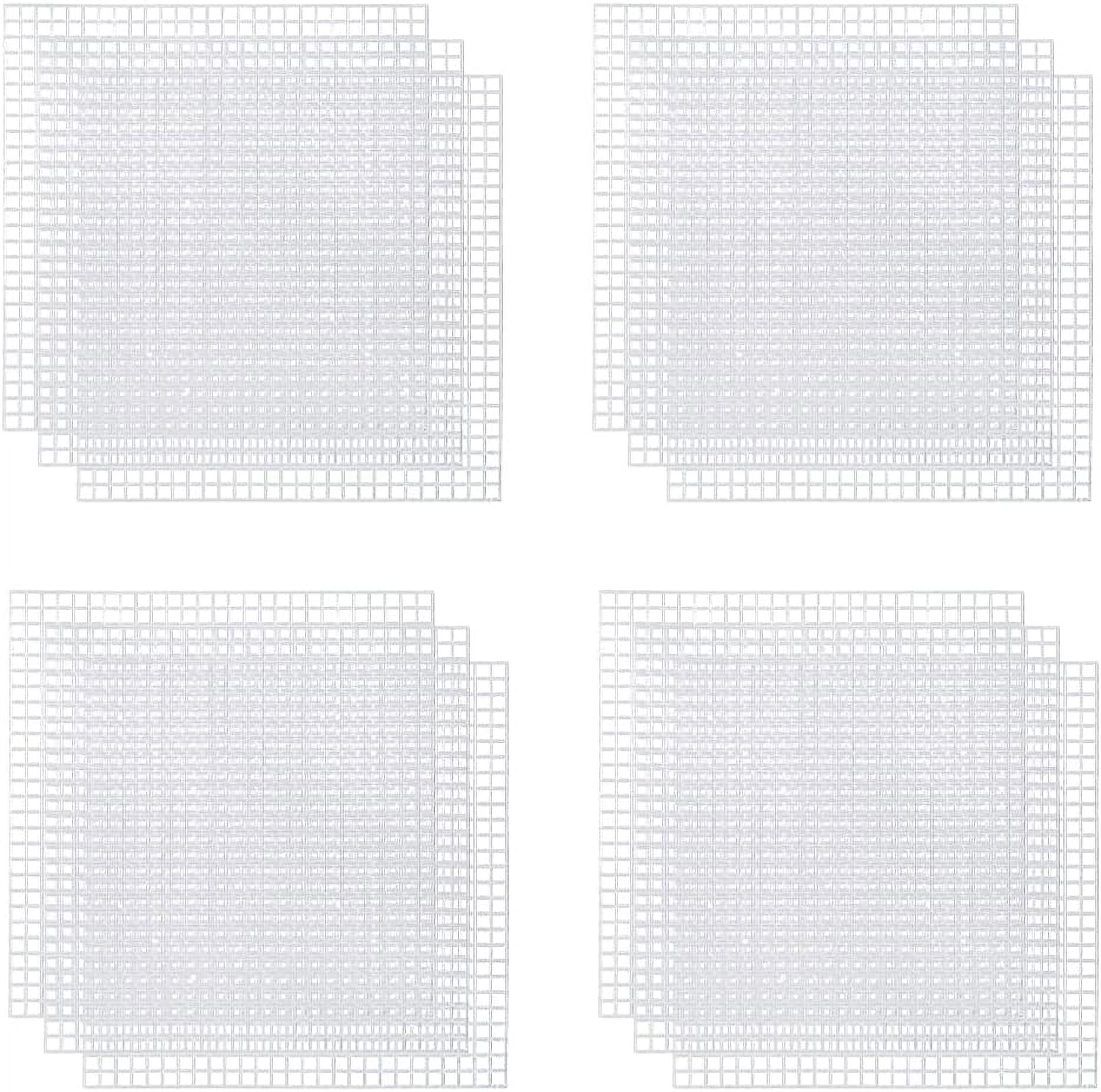 12 Pcs Plastic Mesh Canvas Sheet Square Cross Stitch Plastic Meshes ...