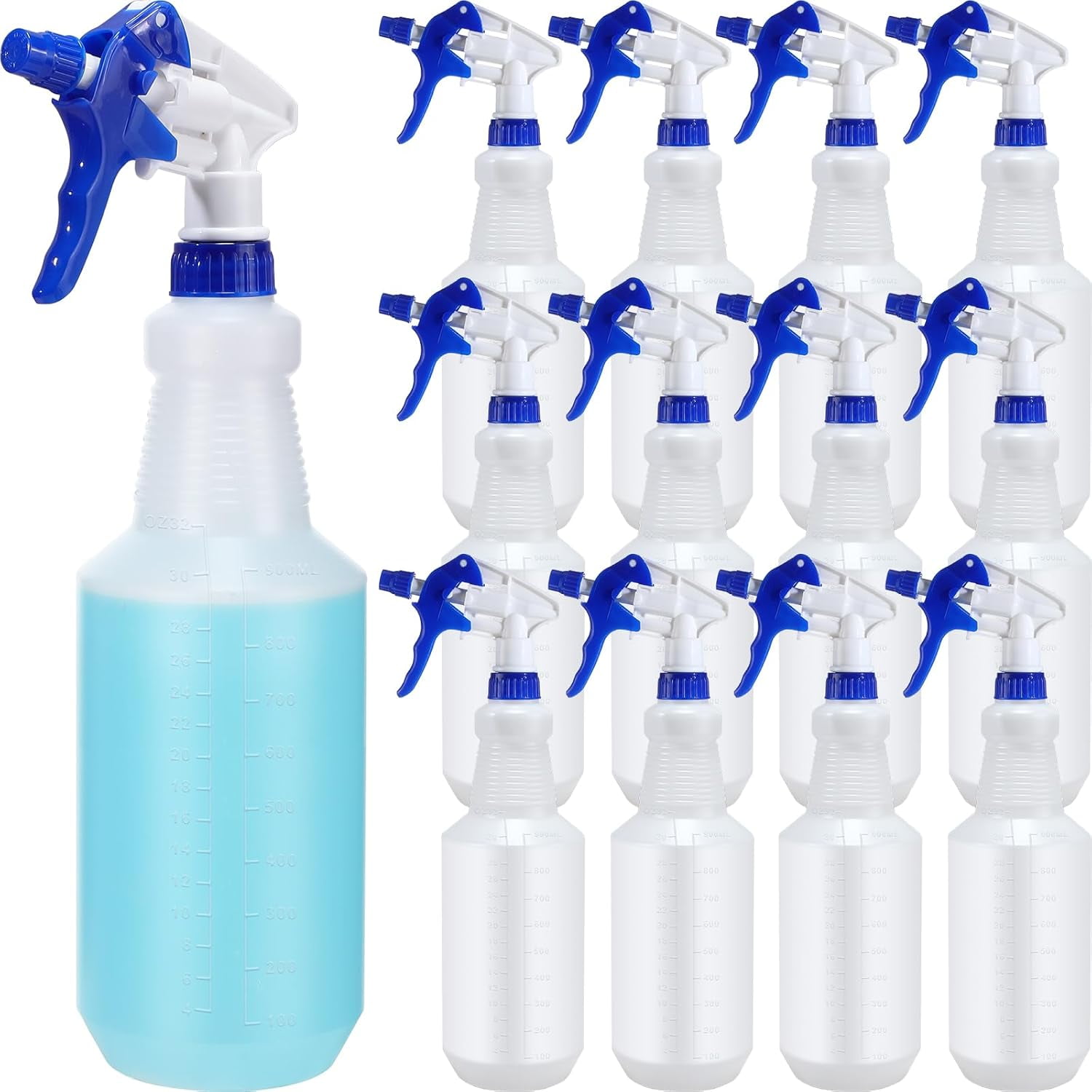 12 Pack 32oz Plastic Spray Bottles, Heavy Duty Leakproof Mist and ...