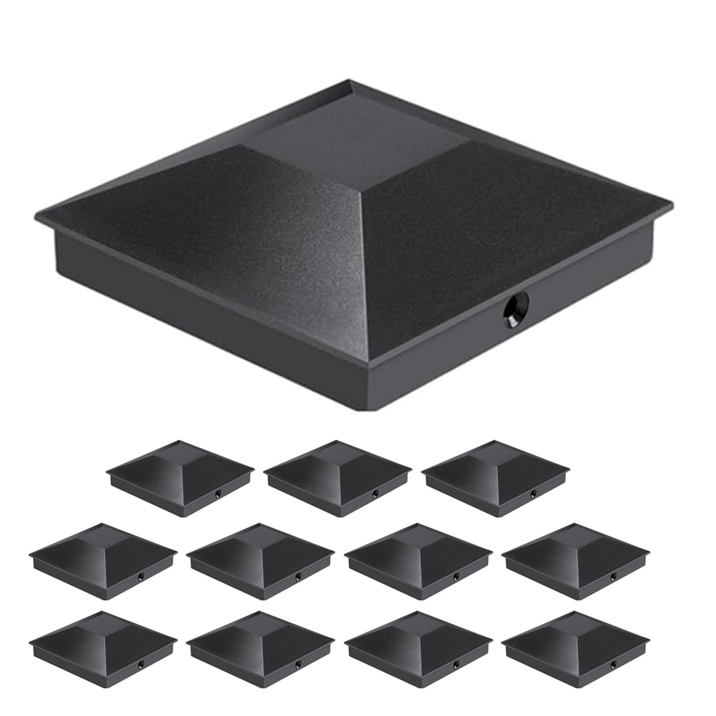 12 Pcs Plastic Square Post Caps with Screws for Outdoor Fences Decks ...