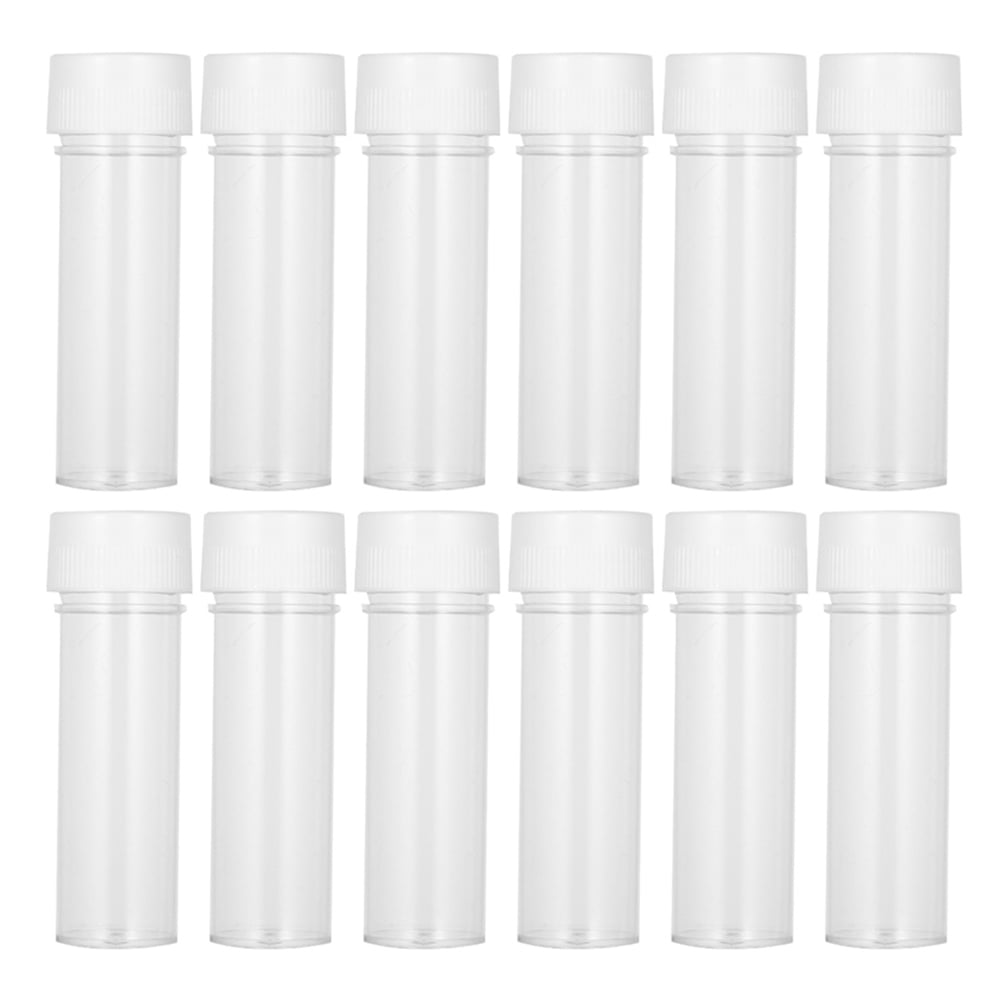 12 Pcs Plastic Vial Small Container with Cover Transparent 8.50X2.70X2 ...