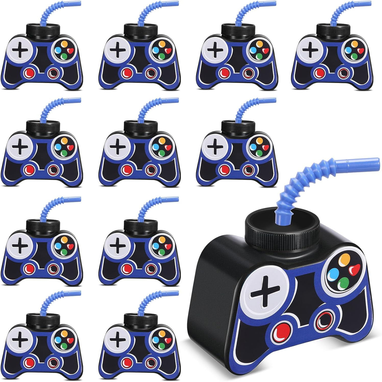 12 Pcs Plastic Video Gaming Cups with Straw and Lid,10oz Gamer Birthday ...