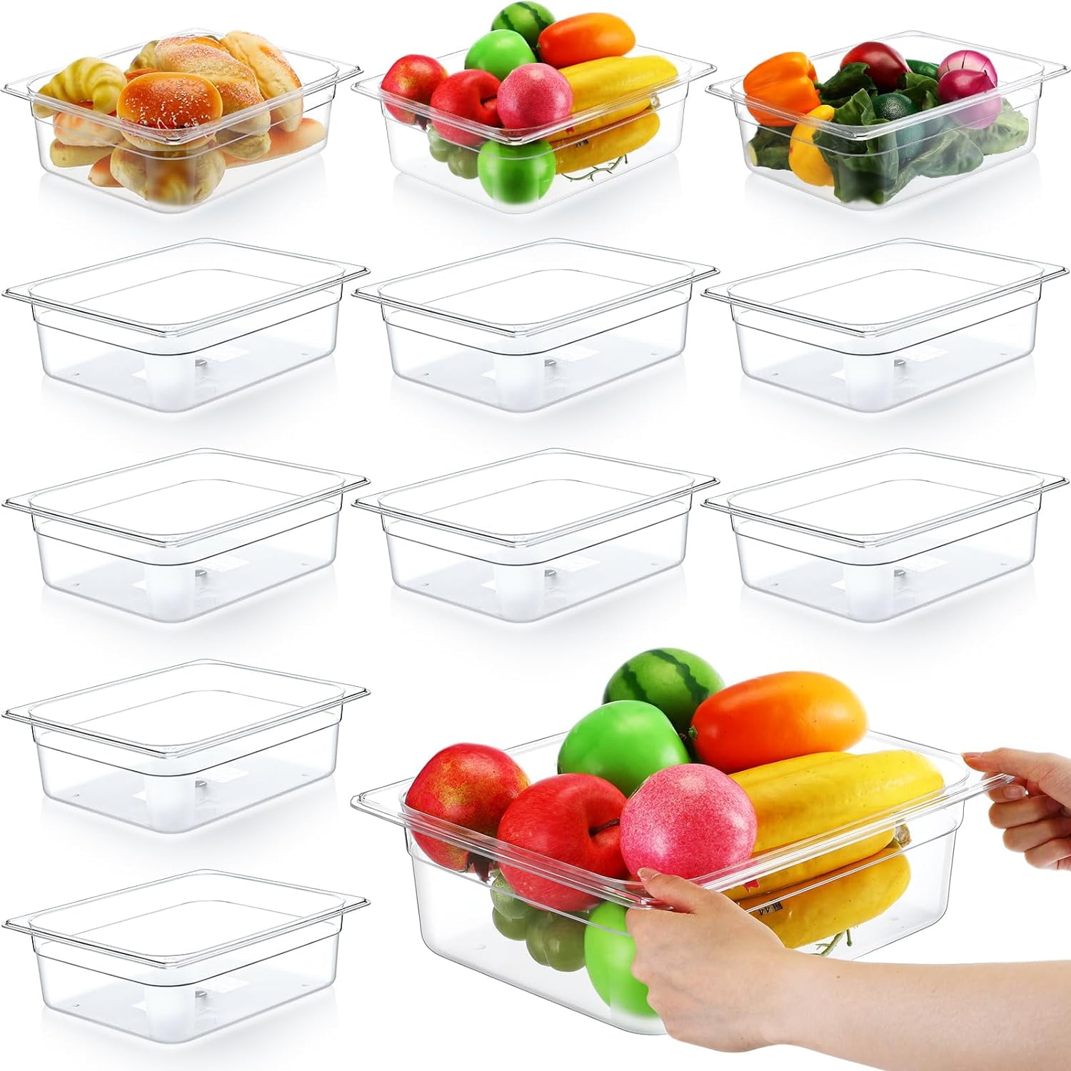 Cambro Containers With Lids Yinder 12 Packs Plastic Clear Food Pans 1/6 ...