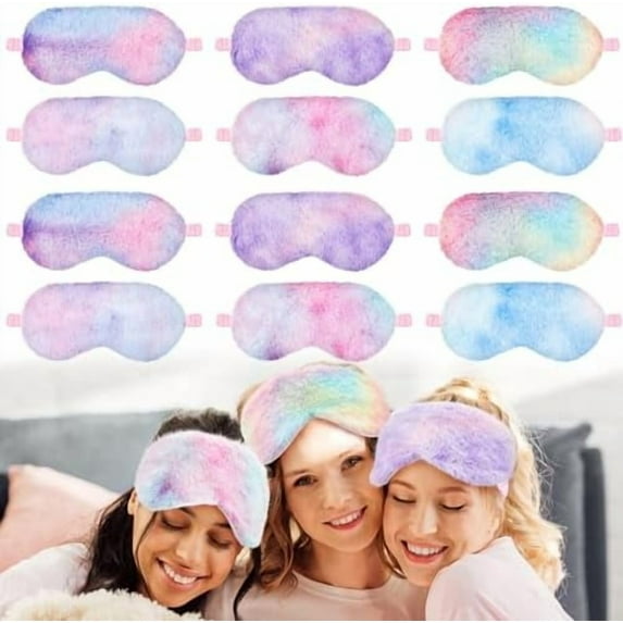12 Pcs Plush Sleeping Eye Masks Bulk Comfortable Sleep Eye Cover Mask ...