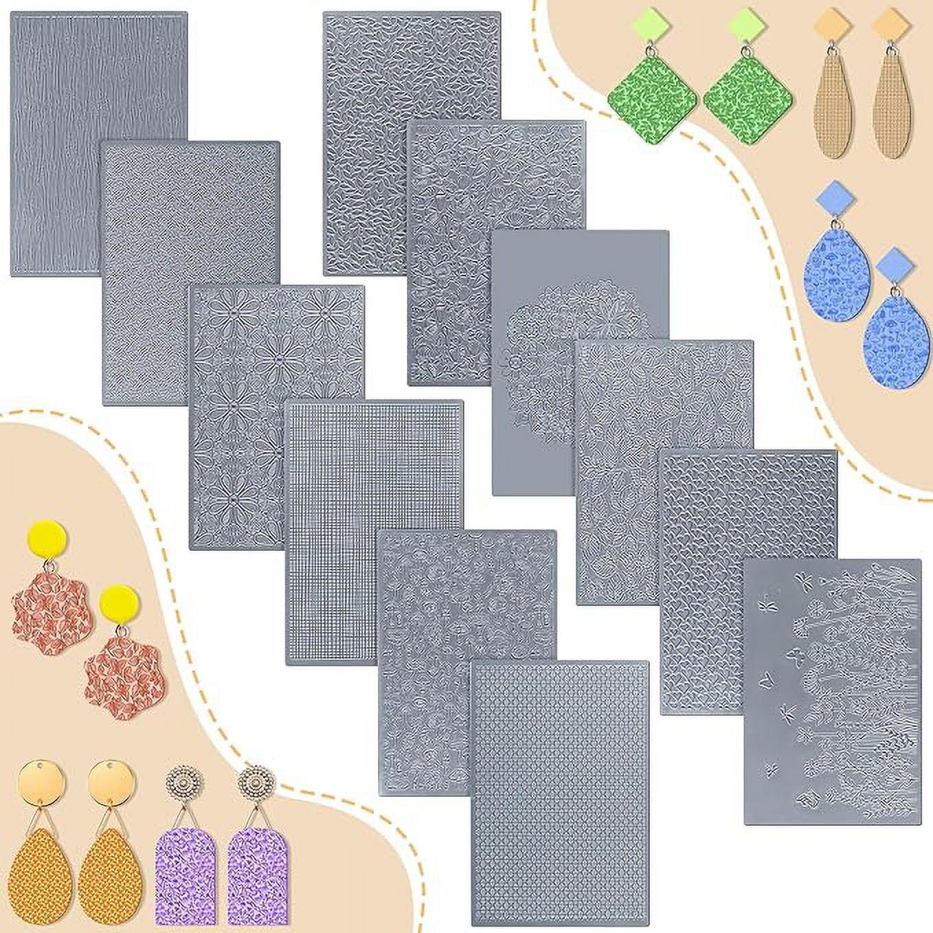 12 Pcs Polymer Clay Texture Sheets Clay Texture Mat Works with Polymer ...